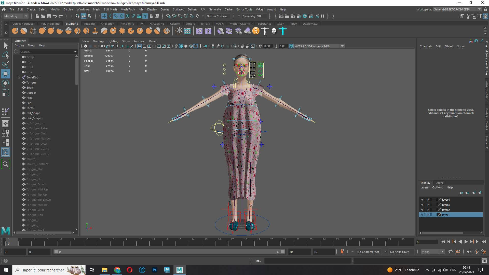 Evelyn - Old Woman 3D Model by khaloui