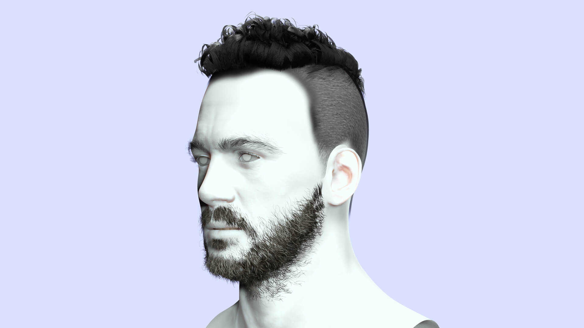 Faux Hawk Male Hair - 3D Model by khaloui