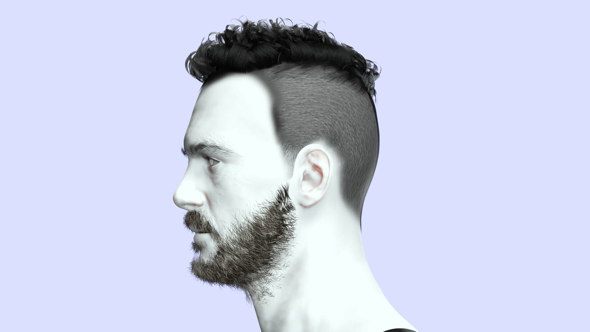 Faux Hawk Male Hair - 3D Model by khaloui