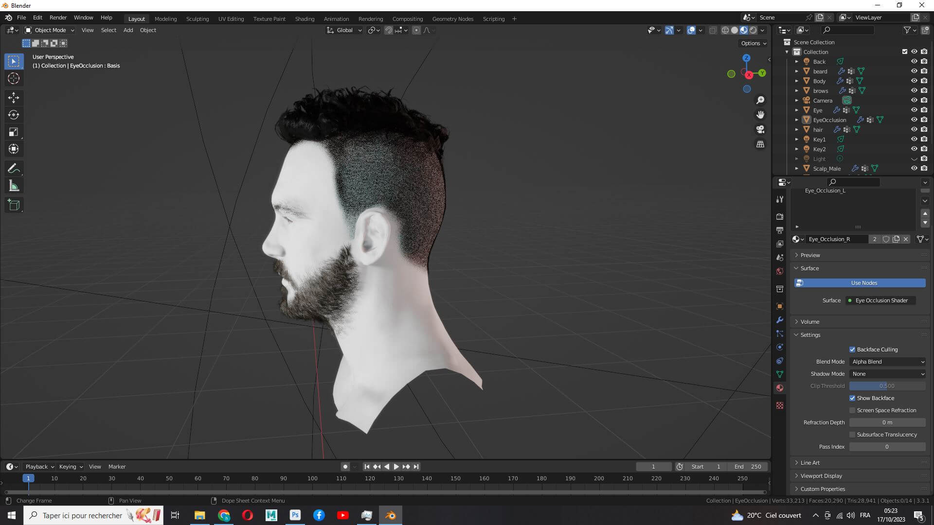 Faux Hawk Male Hair - 3D Model by khaloui