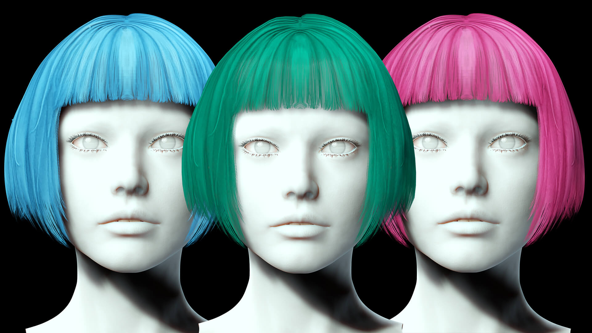 Female Bob Hair - 3D Model by khaloui