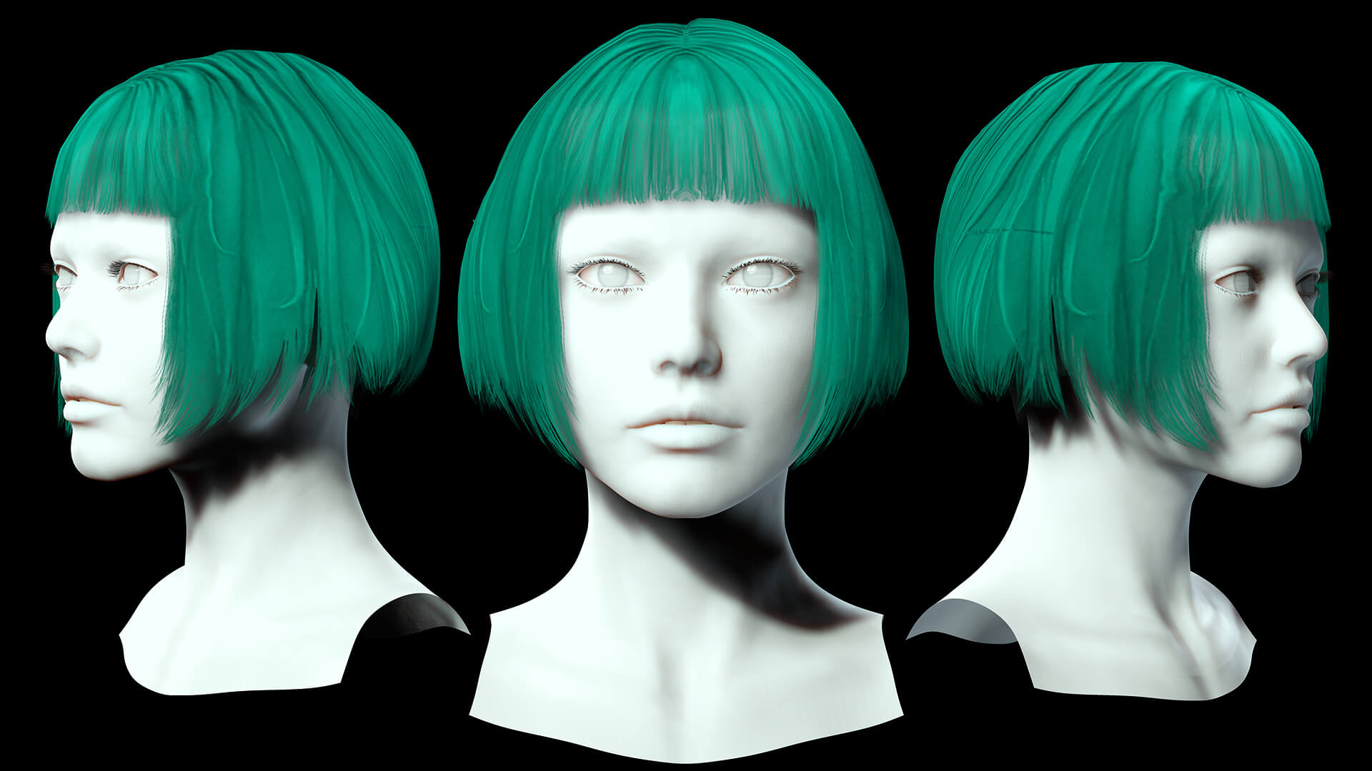 Female Bob Hair - 3D Model by khaloui