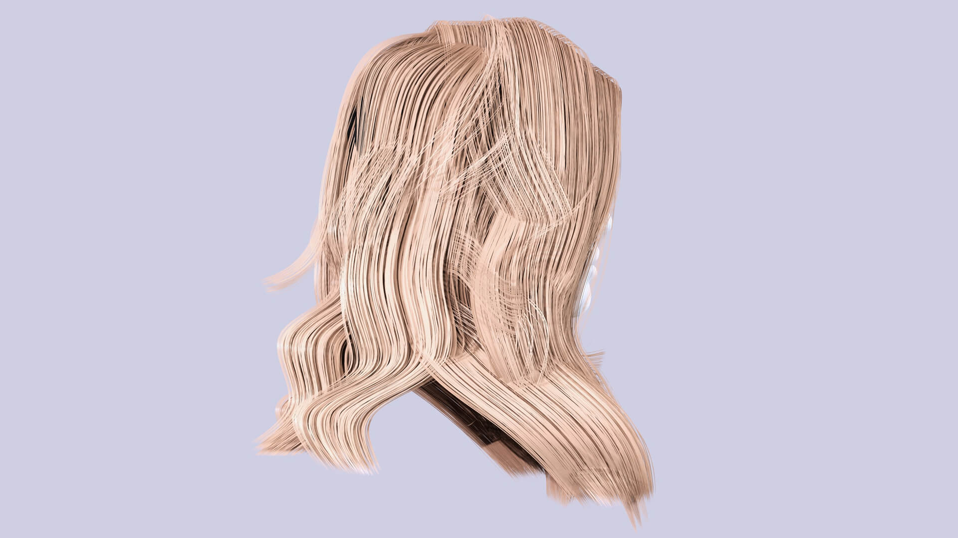Female Body Wave Hair - 3D Model by khaloui