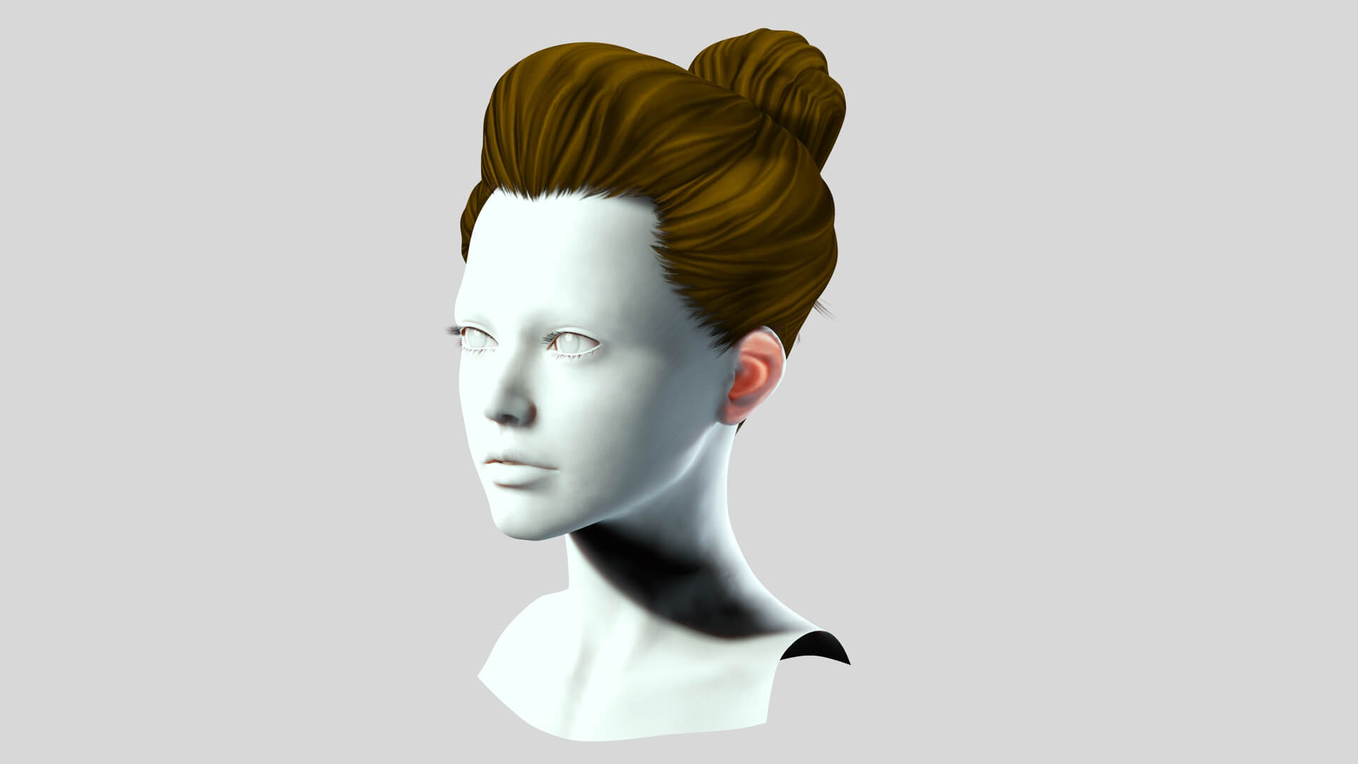 Female Bun Hair Style - 3D Model by khaloui