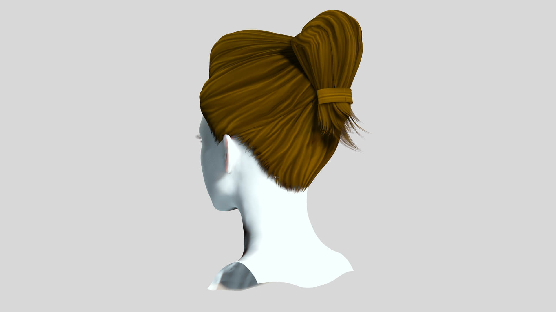 Female Bun Hair Style - 3D Model by khaloui