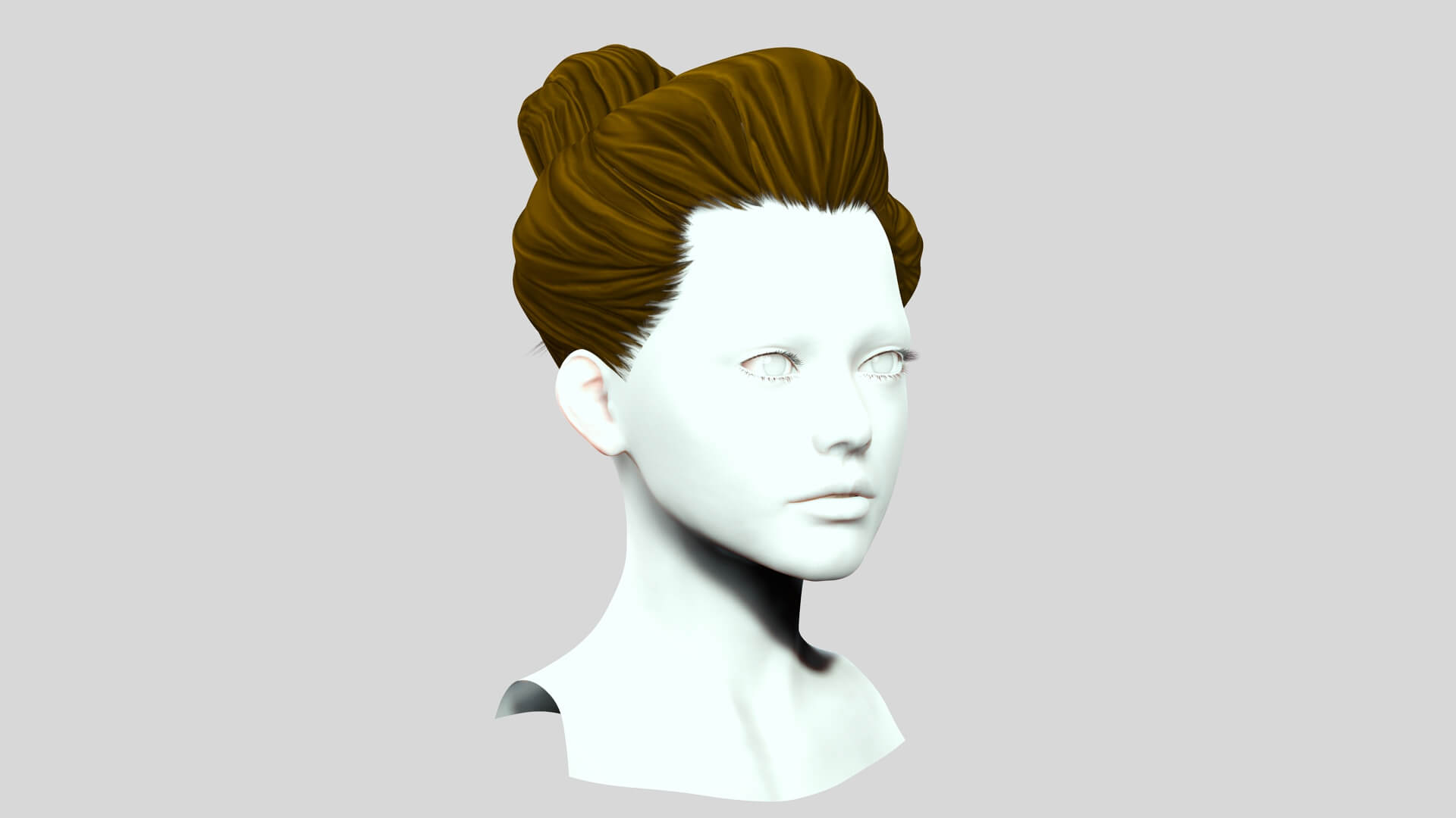 Female Bun Hair Style - 3D Model by khaloui