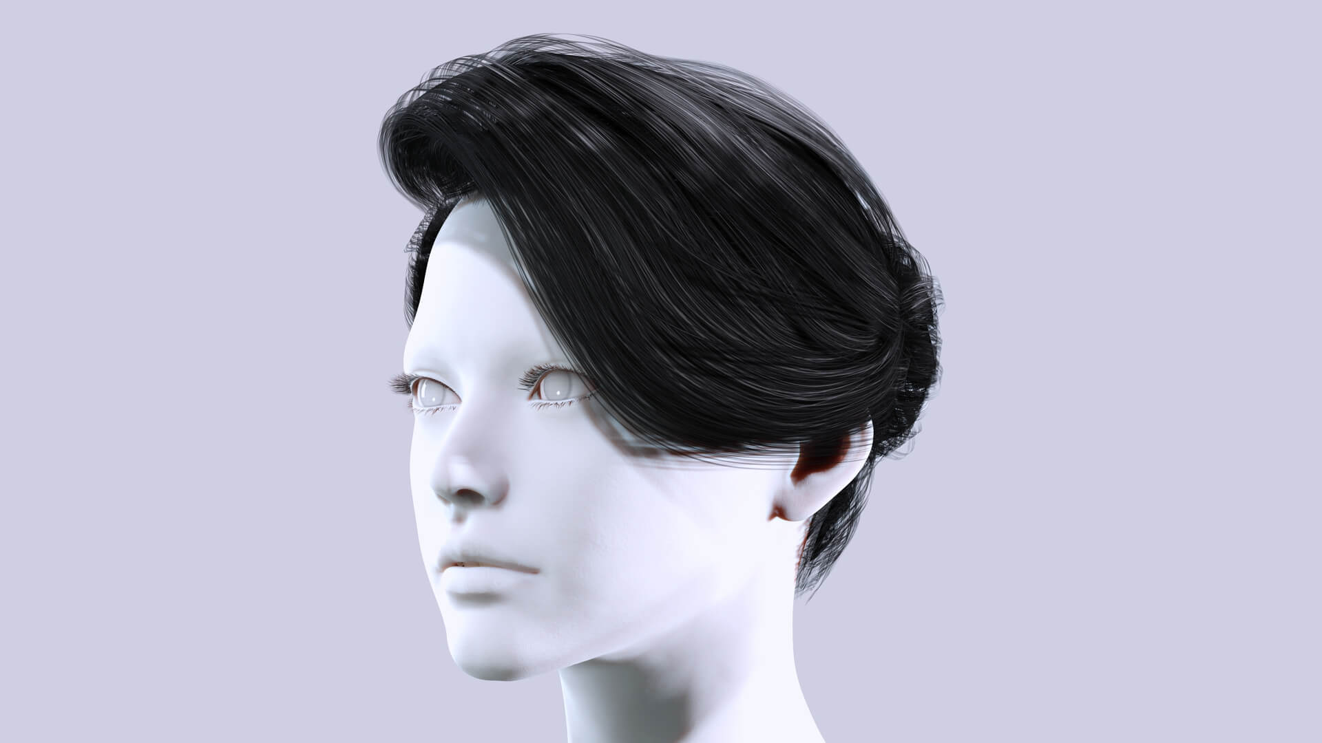 Female Bun Hairstyle - 3D Model by khaloui