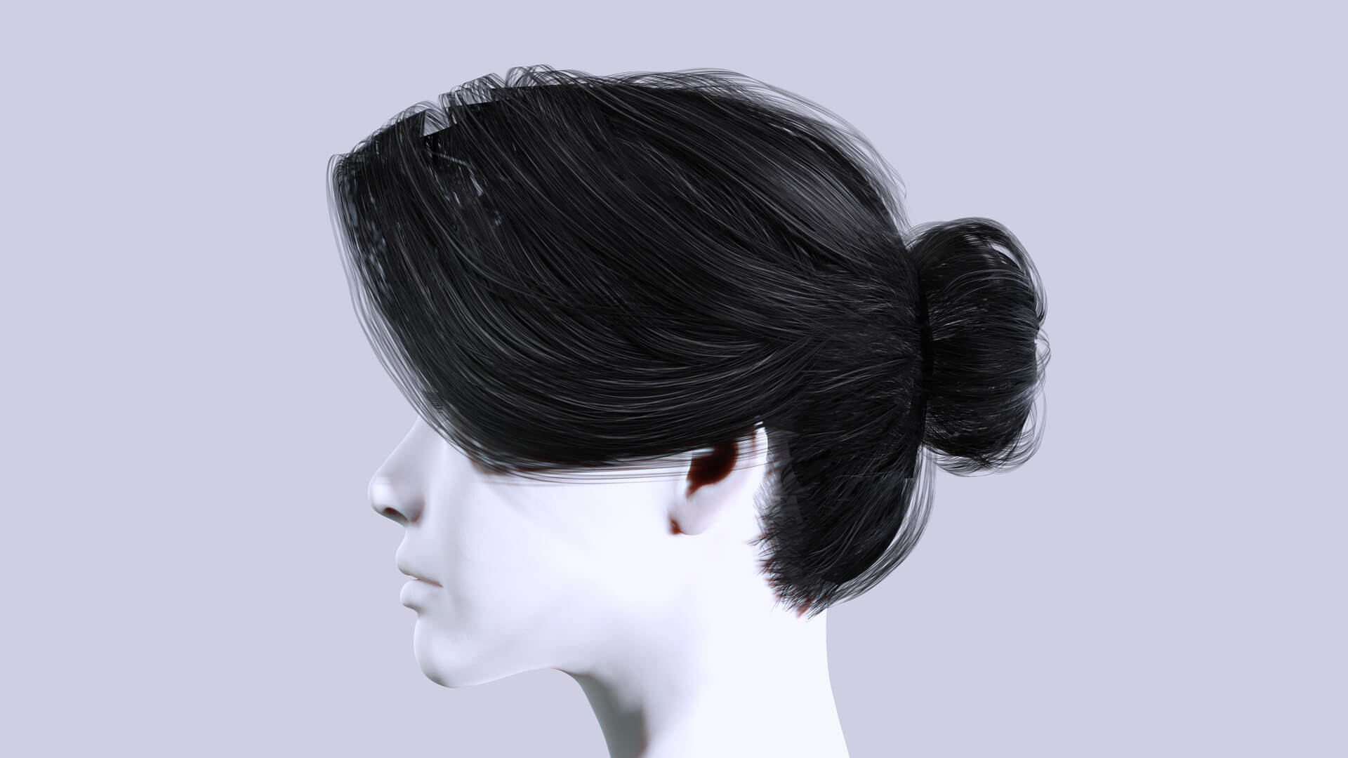 Female Bun Hairstyle - 3D Model by khaloui