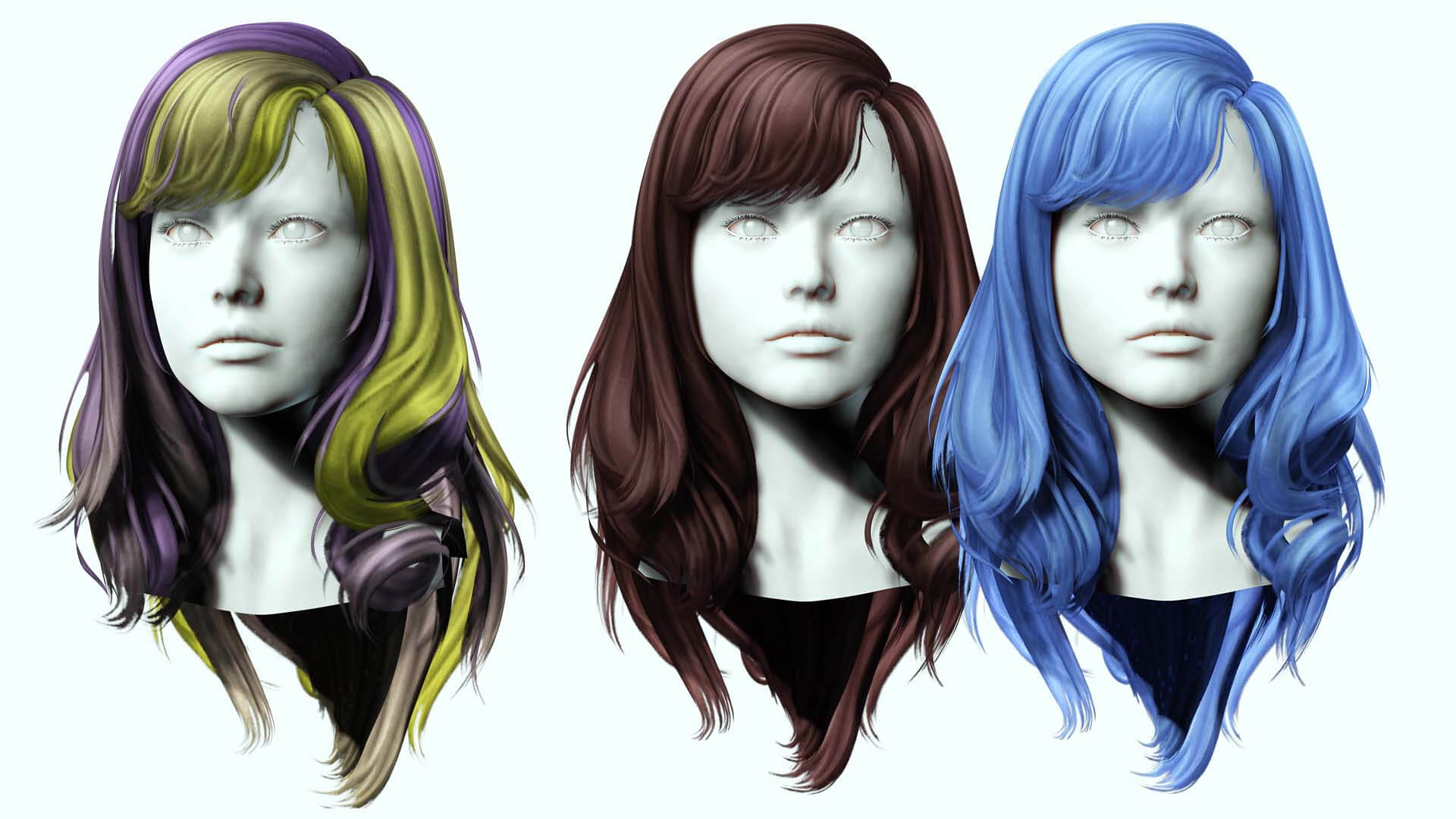Female Colorable Hair - 3D Model by khaloui