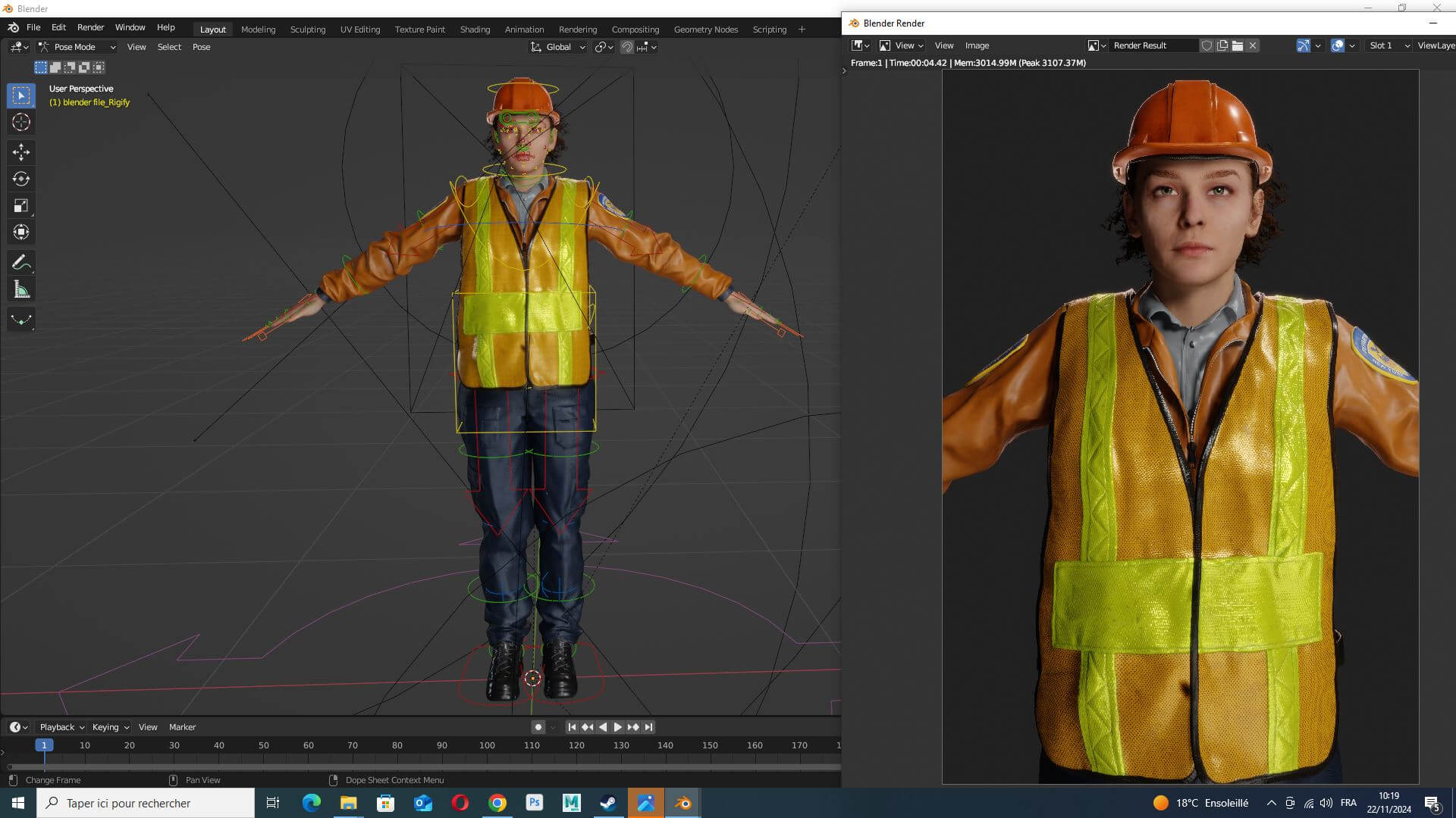Female Construction Worker Character Model by khaloui