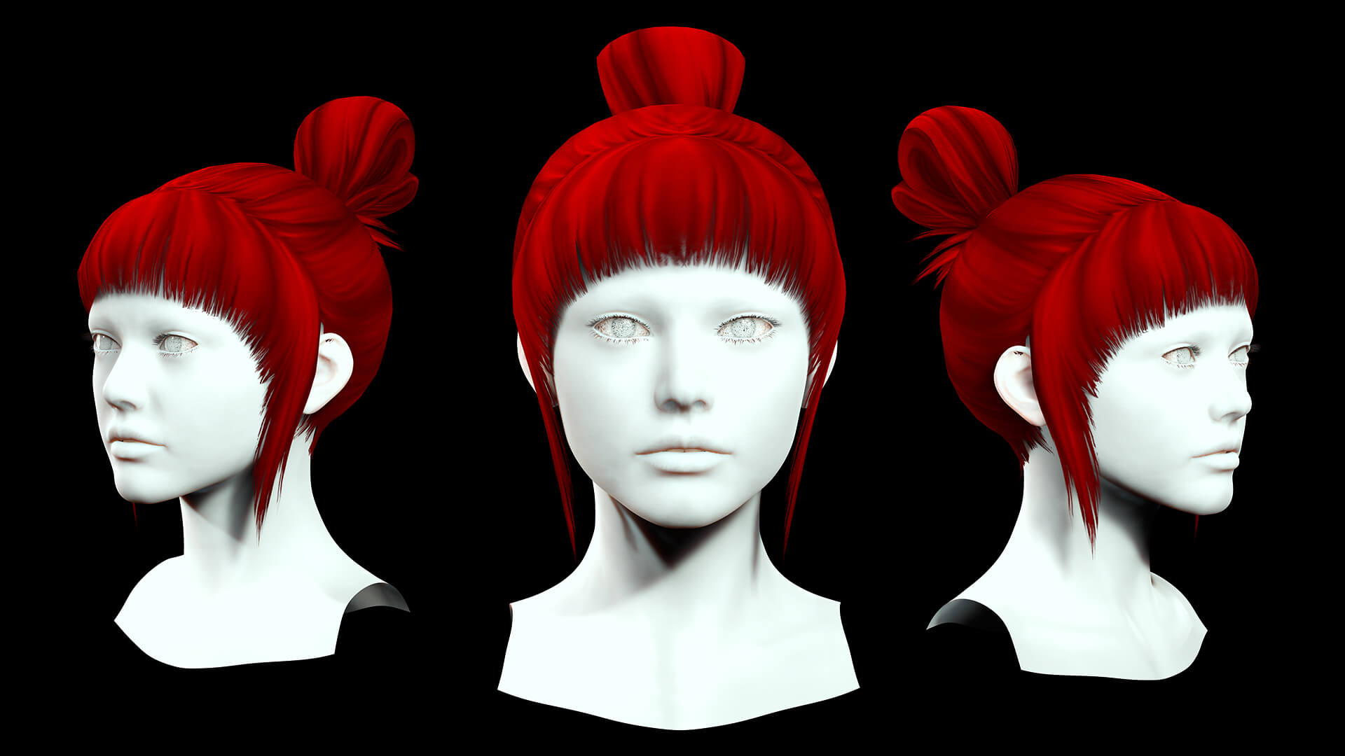Female Hair - Bun Style 3D Model by khaloui