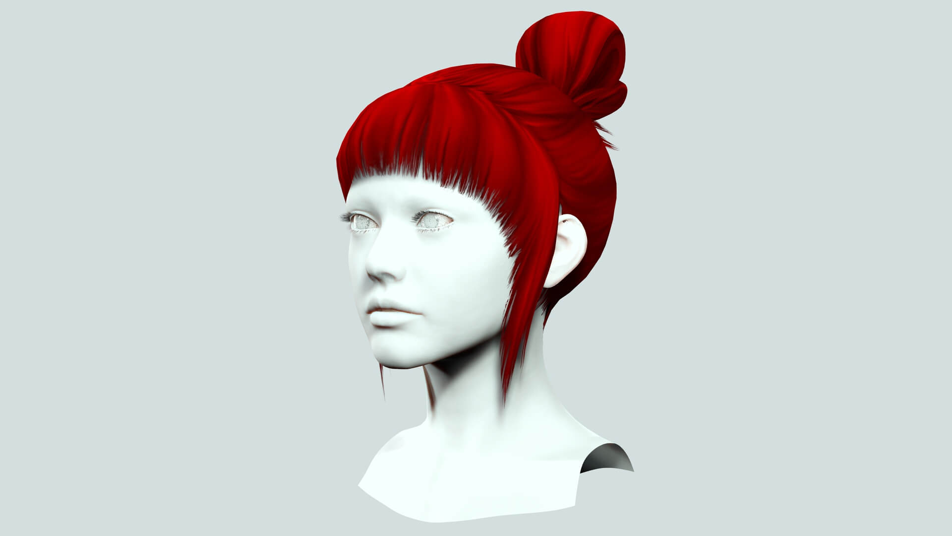 Female Hair - Bun Style 3D Model by khaloui