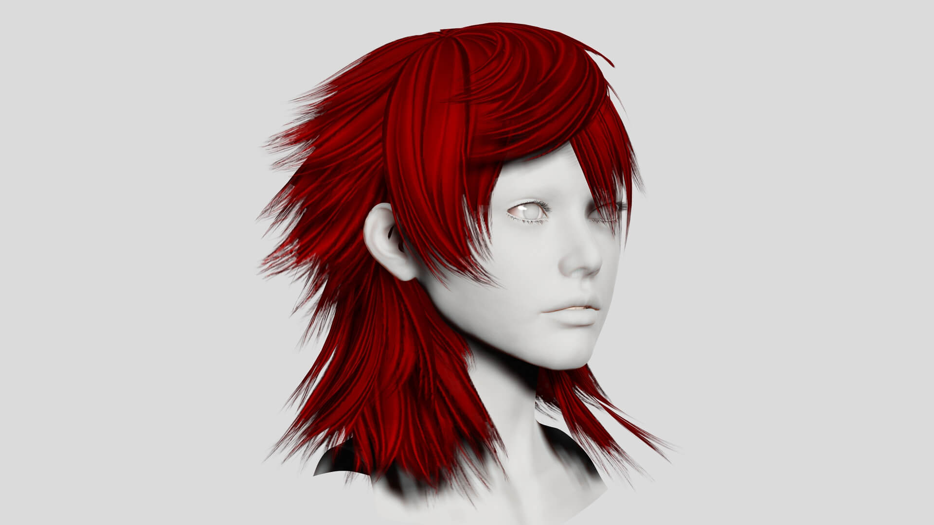 Female Hair - Emo Hair Cut 3D Model by khaloui