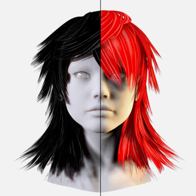 Female Hair - Emo Hair Cut 3D Model by khaloui