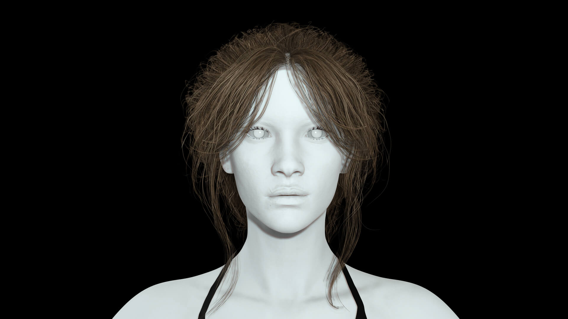 Female Hair Poly Cards Realistic Low Poly - 3D Model by khaloui