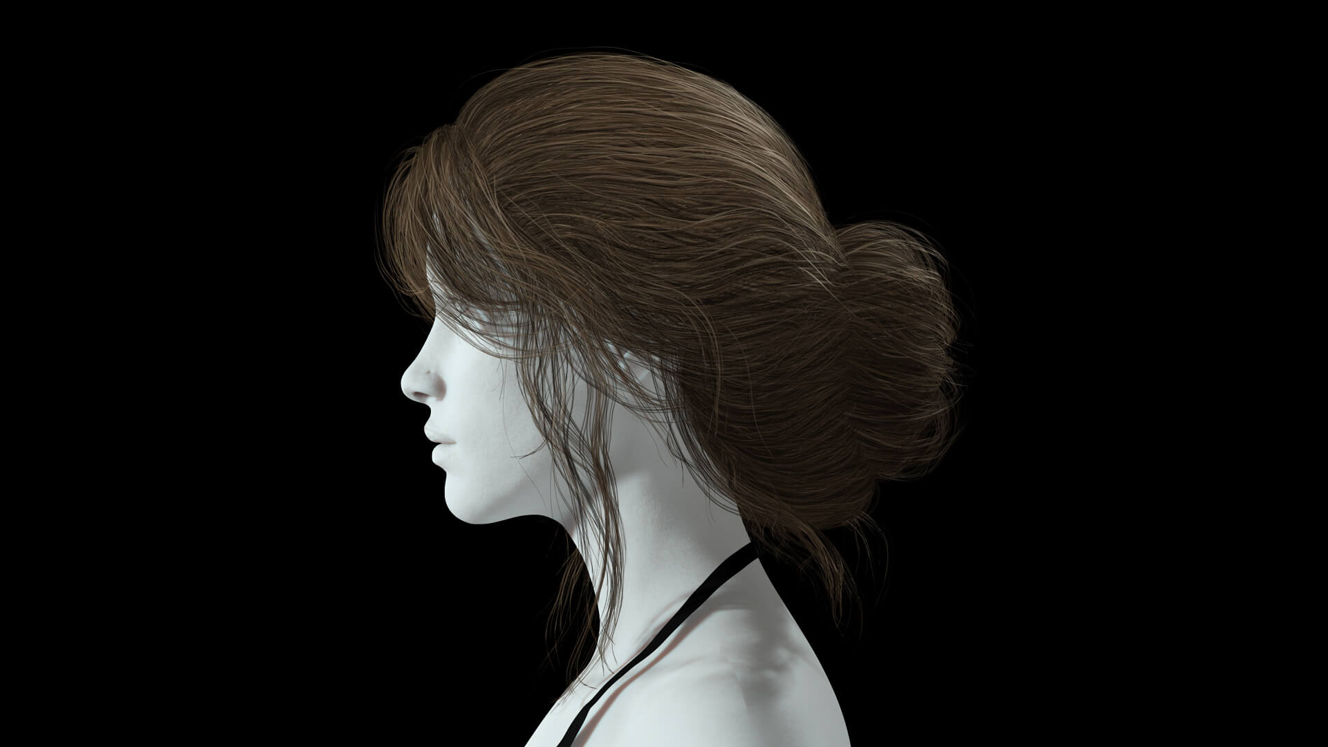 Female Hair Poly Cards Realistic Low Poly - 3D Model by khaloui