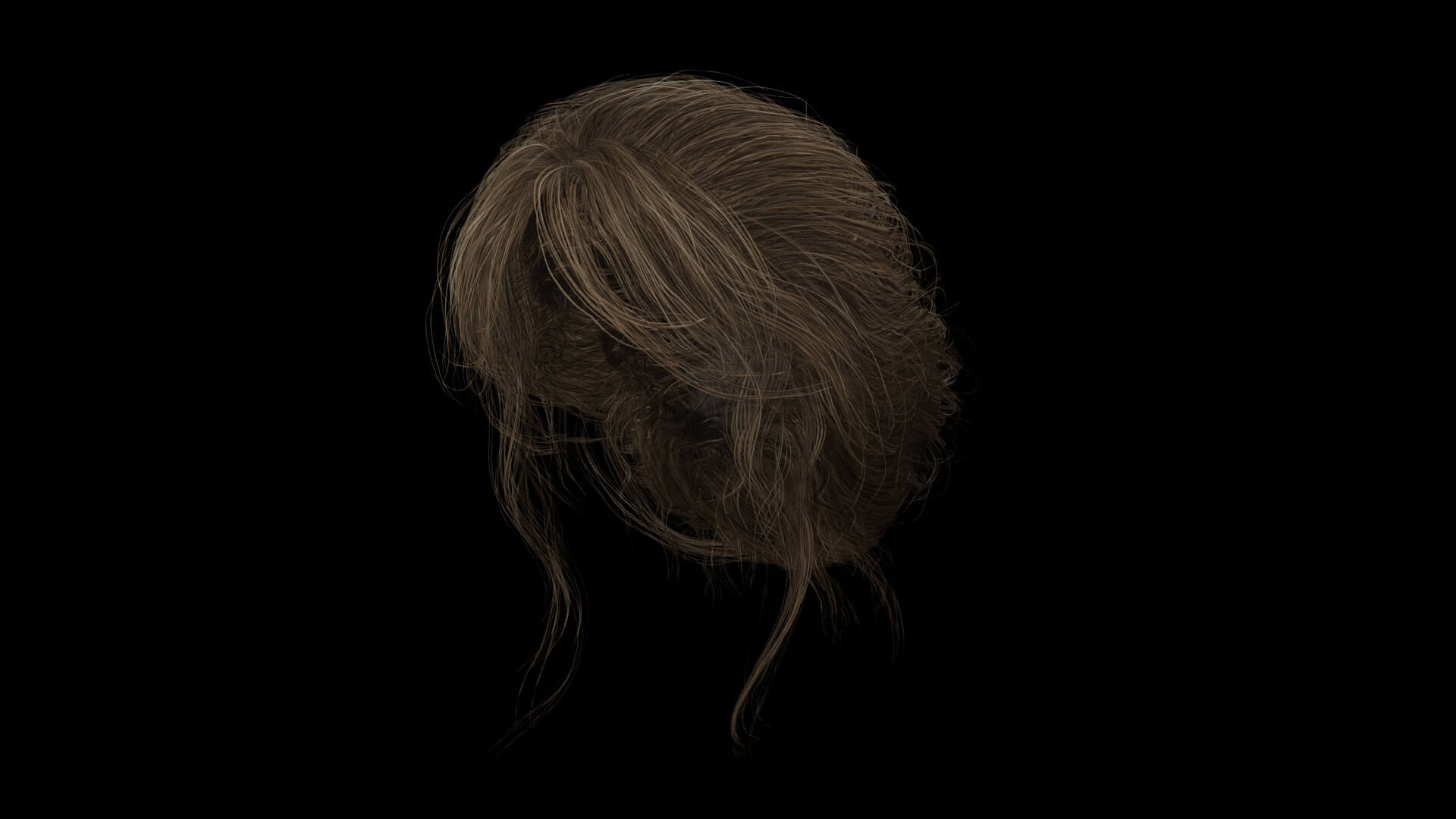 Female Hair Poly Cards Realistic Low Poly - 3D Model by khaloui