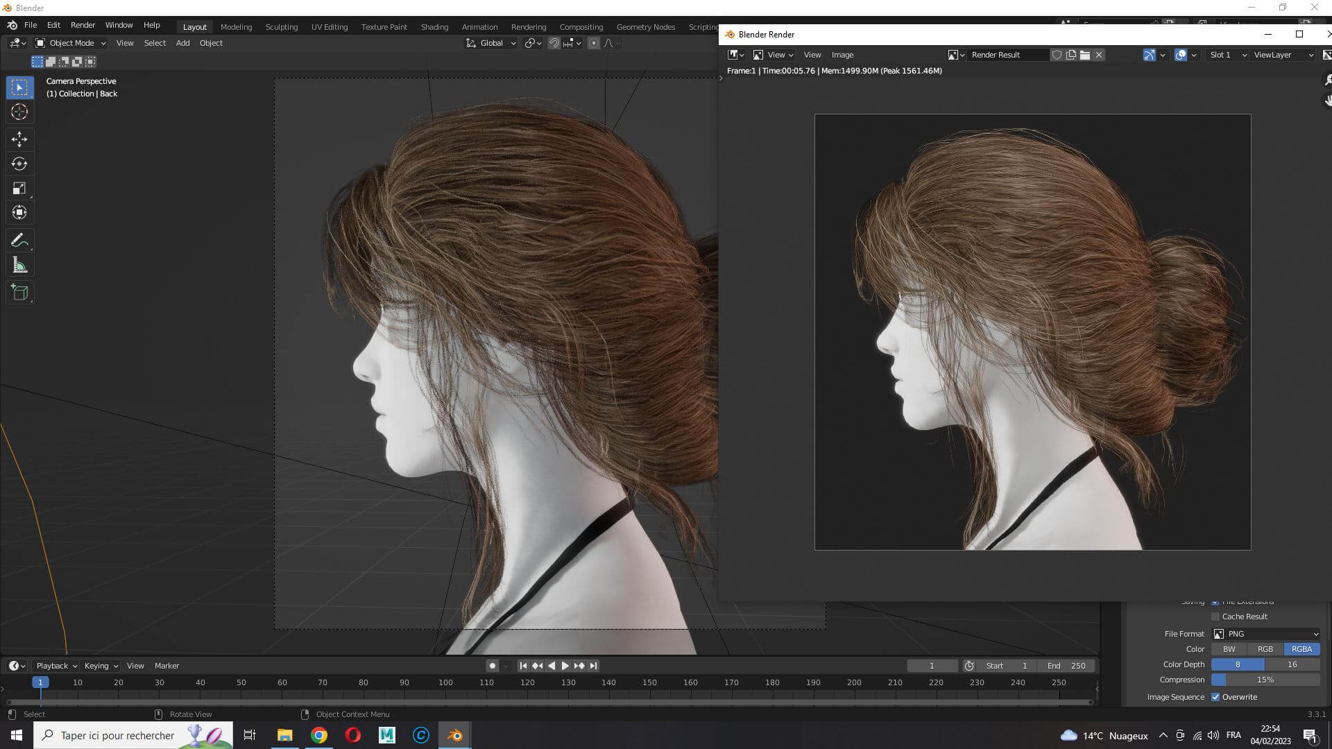 Female Hair Poly Cards Realistic Low Poly - 3D Model by khaloui