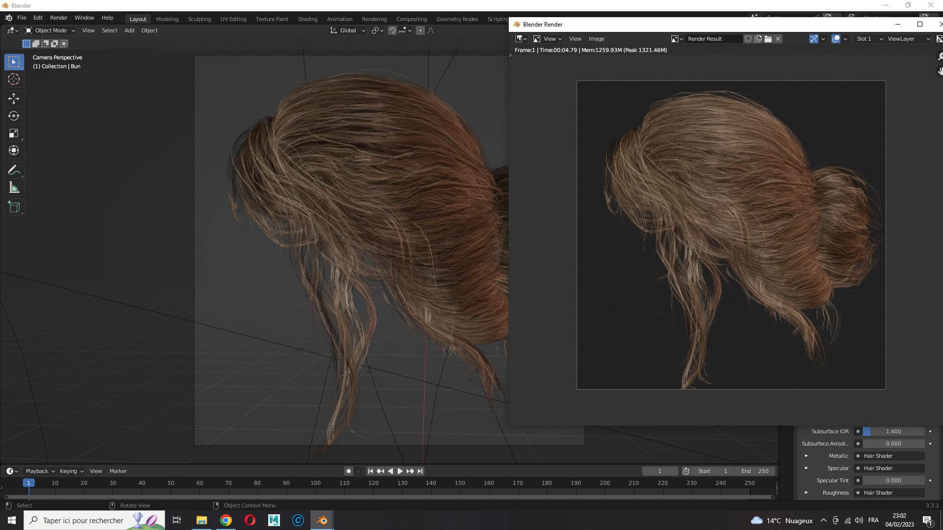 Female Hair Poly Cards Realistic Low Poly - 3D Model by khaloui