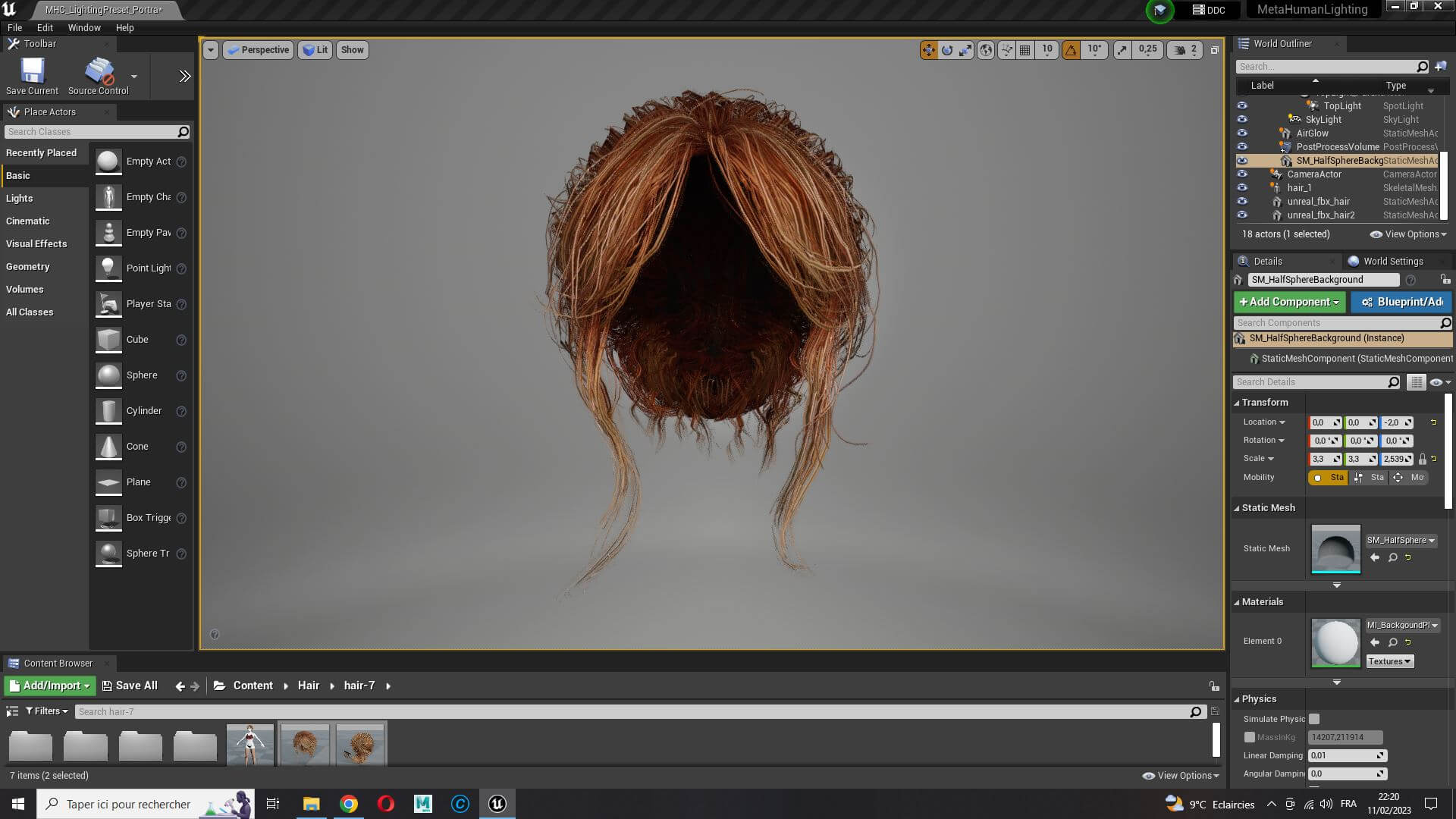 Female Hair Poly Cards Realistic Low Poly - 3D Model by khaloui