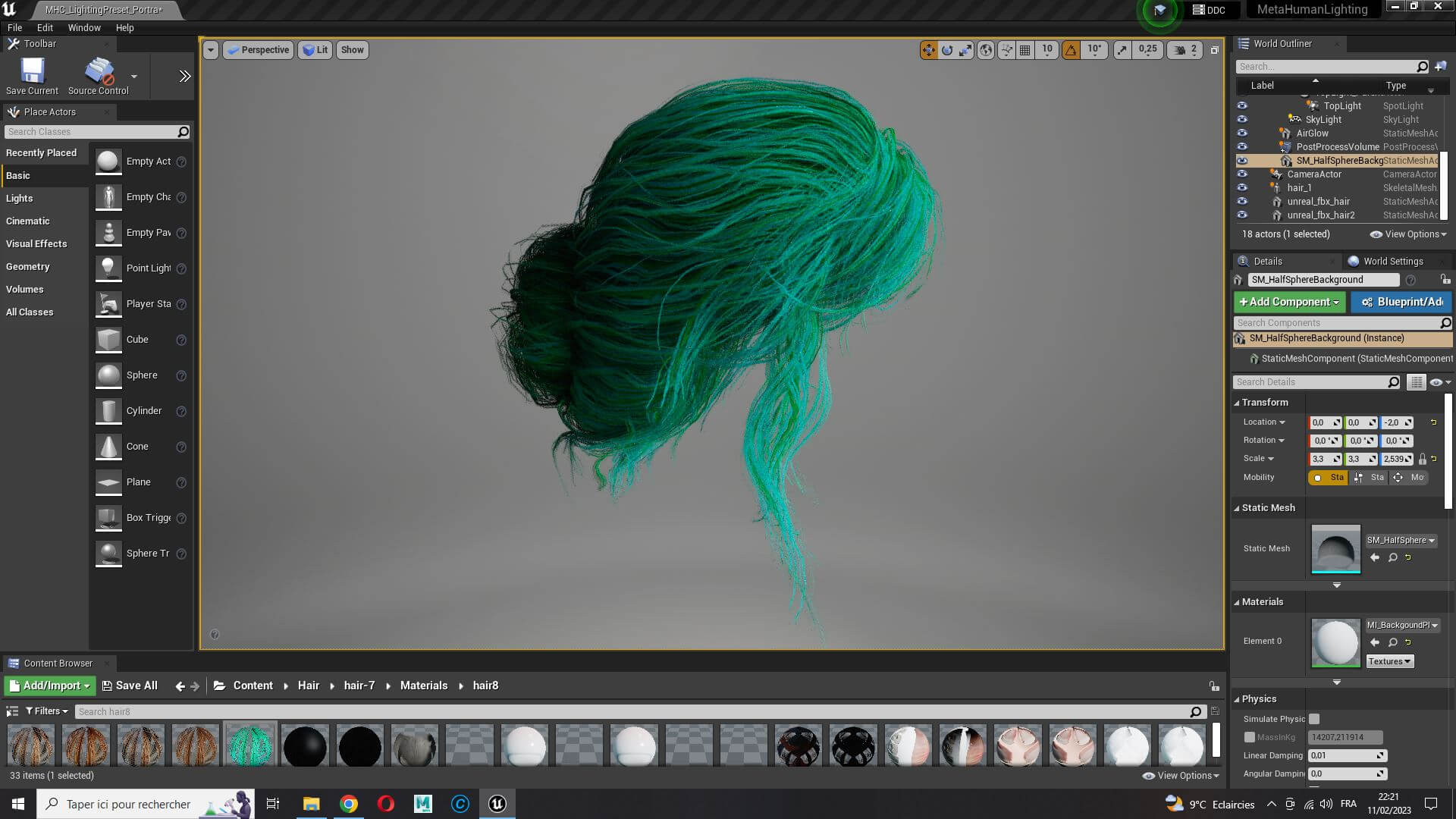 Female Hair Poly Cards Realistic Low Poly - 3D Model by khaloui