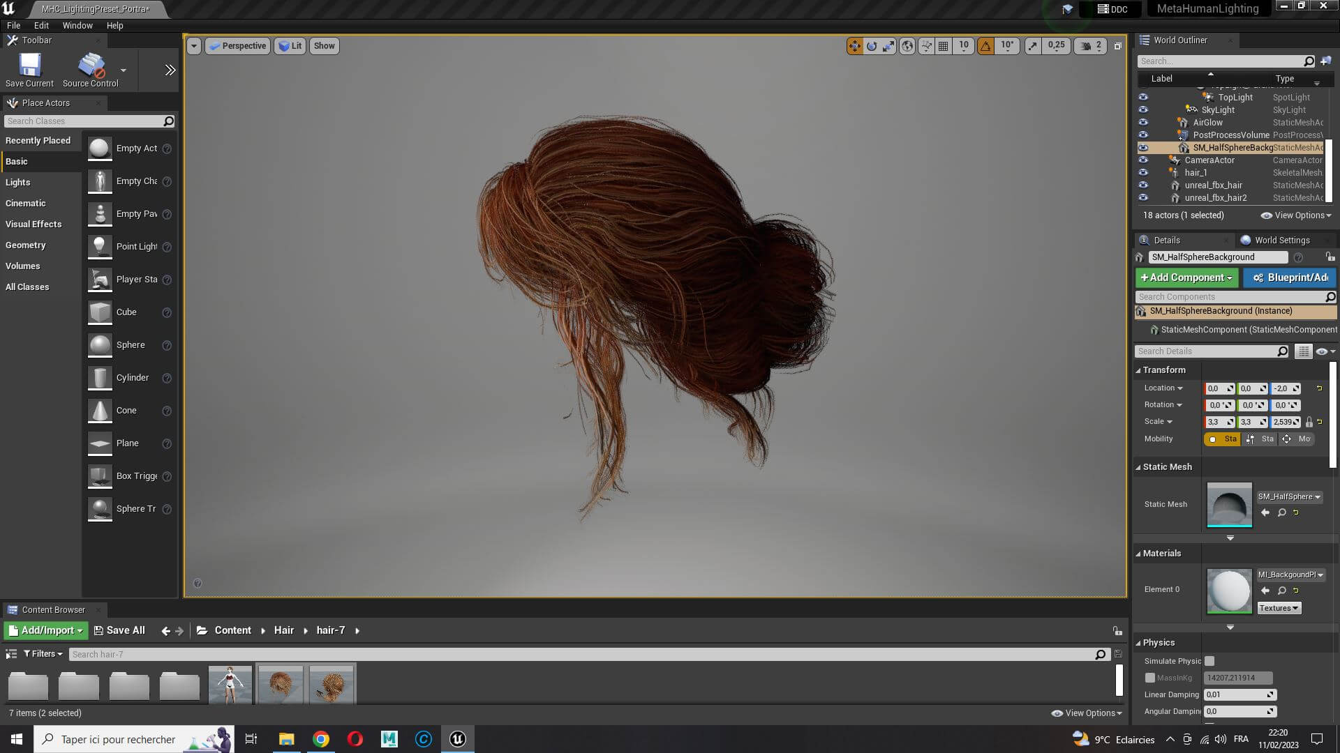 Female Hair Poly Cards Realistic Low Poly - 3D Model by khaloui