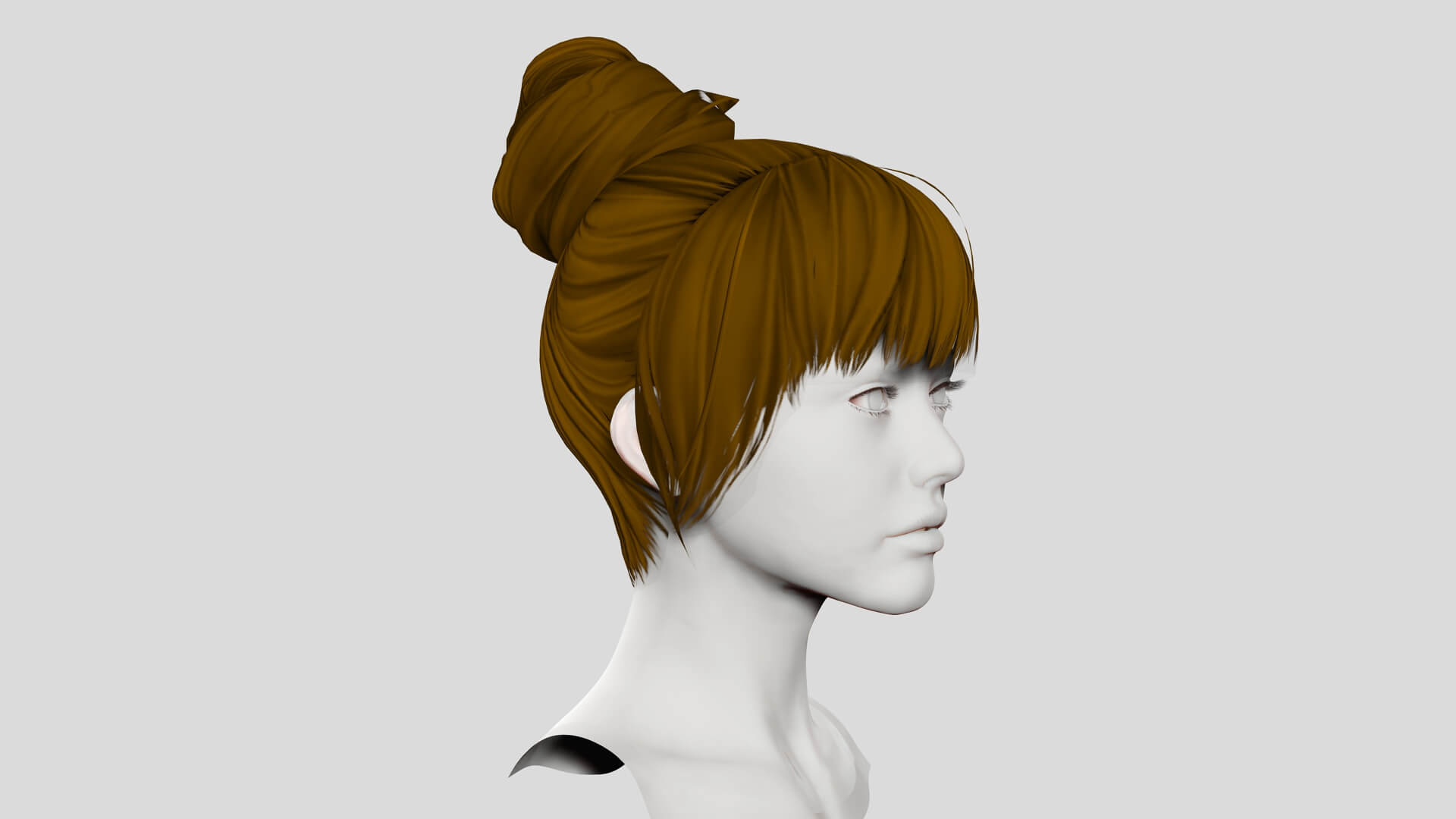 Female Hair - Small Bun 3D Model by khaloui