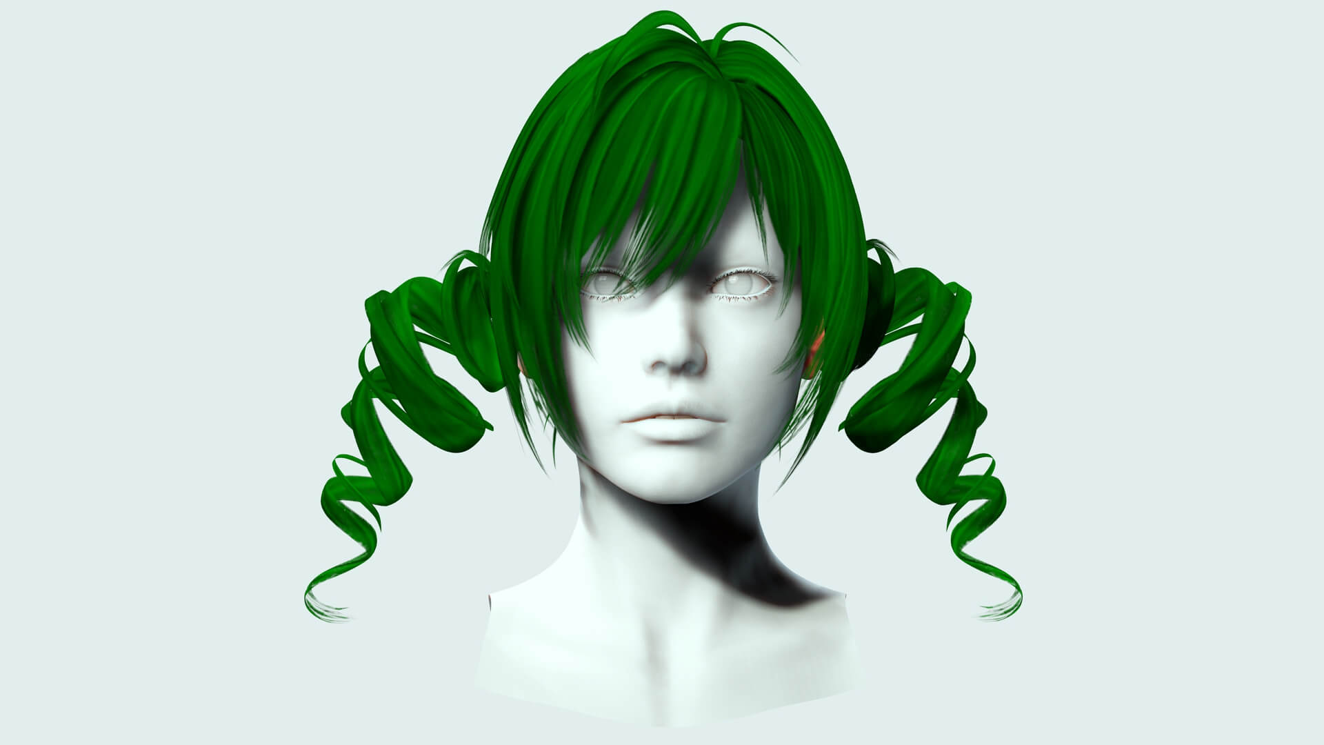 Female Hair- Spiral Spring Curly Pigtails 3D Model by khaloui