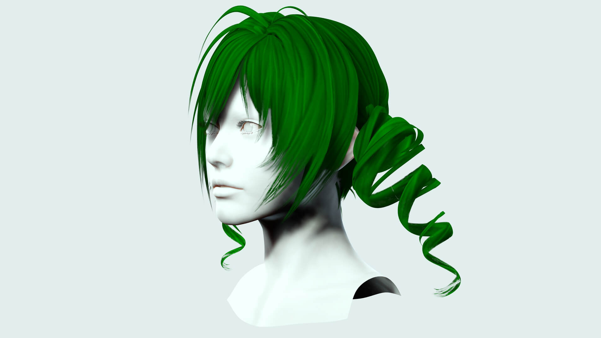 Female Hair- Spiral Spring Curly Pigtails 3D Model by khaloui