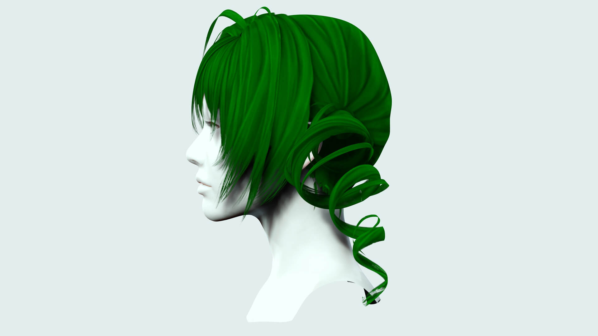 Female Hair- Spiral Spring Curly Pigtails 3D Model by khaloui