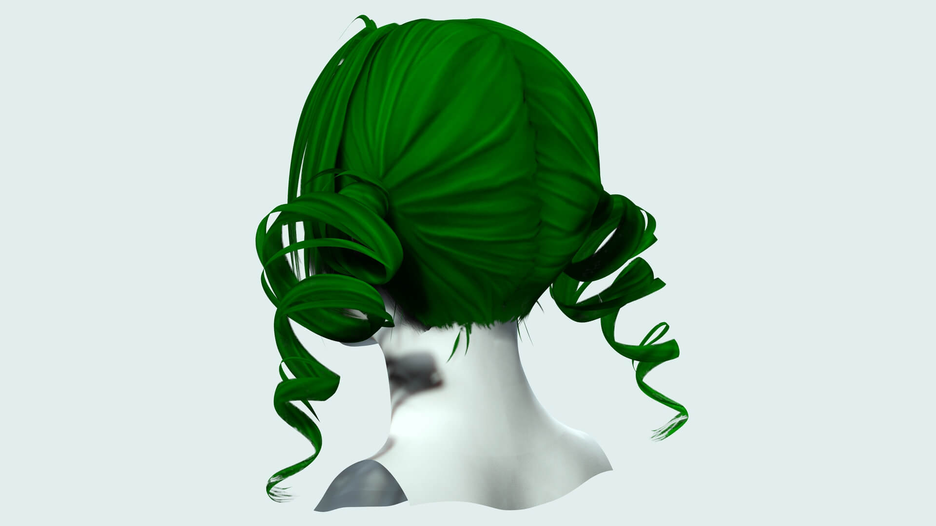 Female Hair- Spiral Spring Curly Pigtails 3D Model by khaloui
