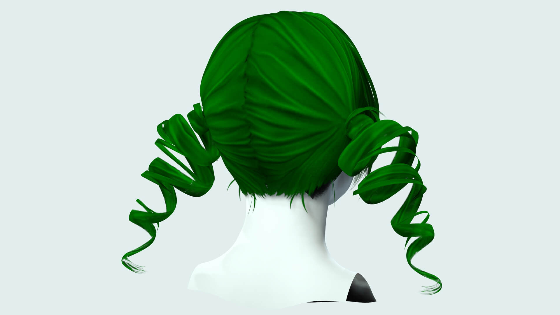 Female Hair- Spiral Spring Curly Pigtails 3D Model by khaloui