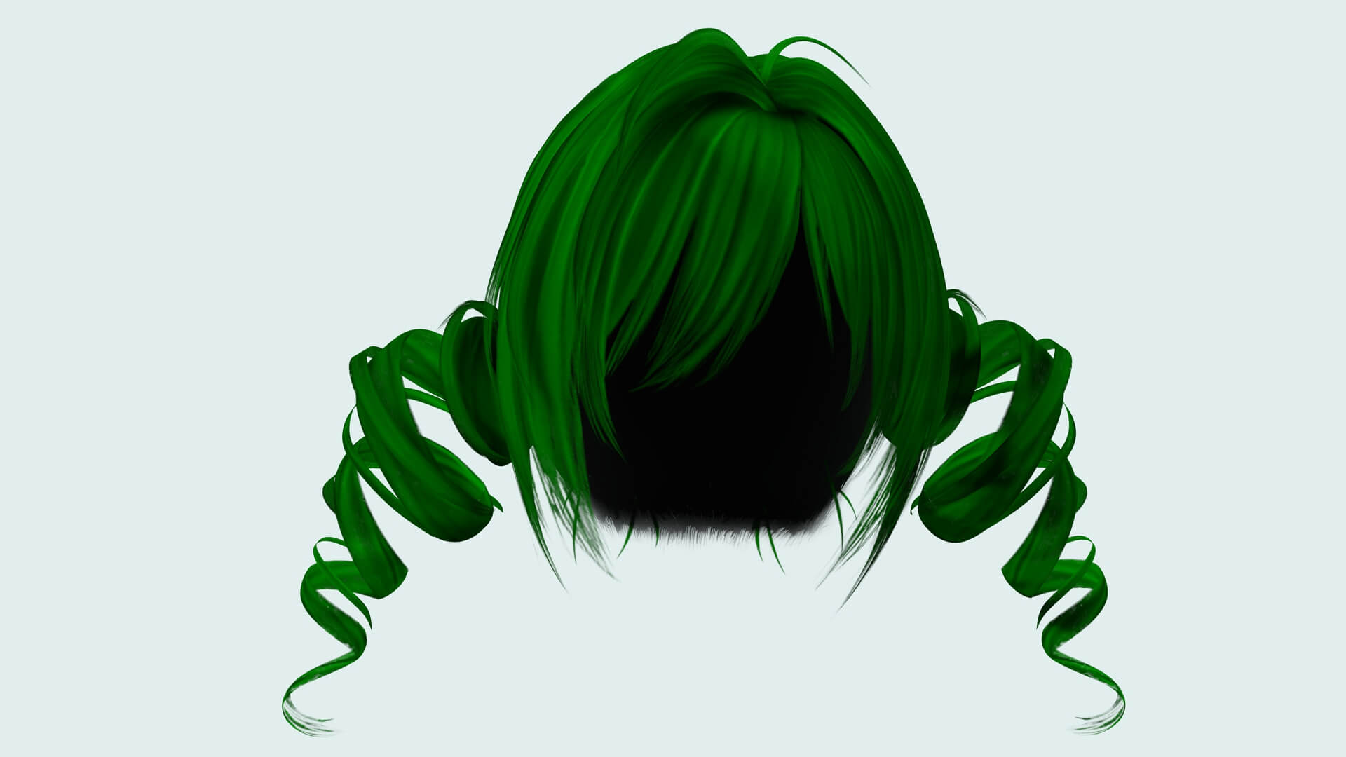 Female Hair- Spiral Spring Curly Pigtails 3D Model by khaloui