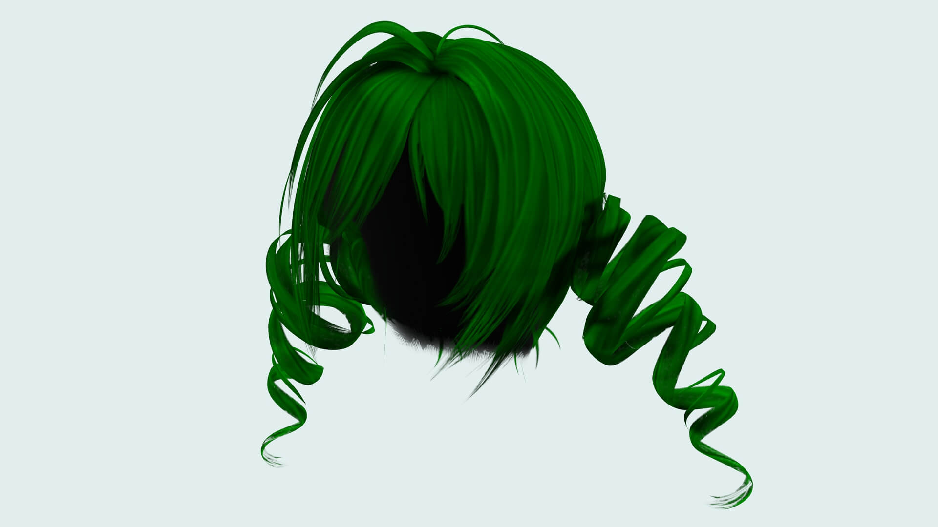 Female Hair- Spiral Spring Curly Pigtails 3D Model by khaloui