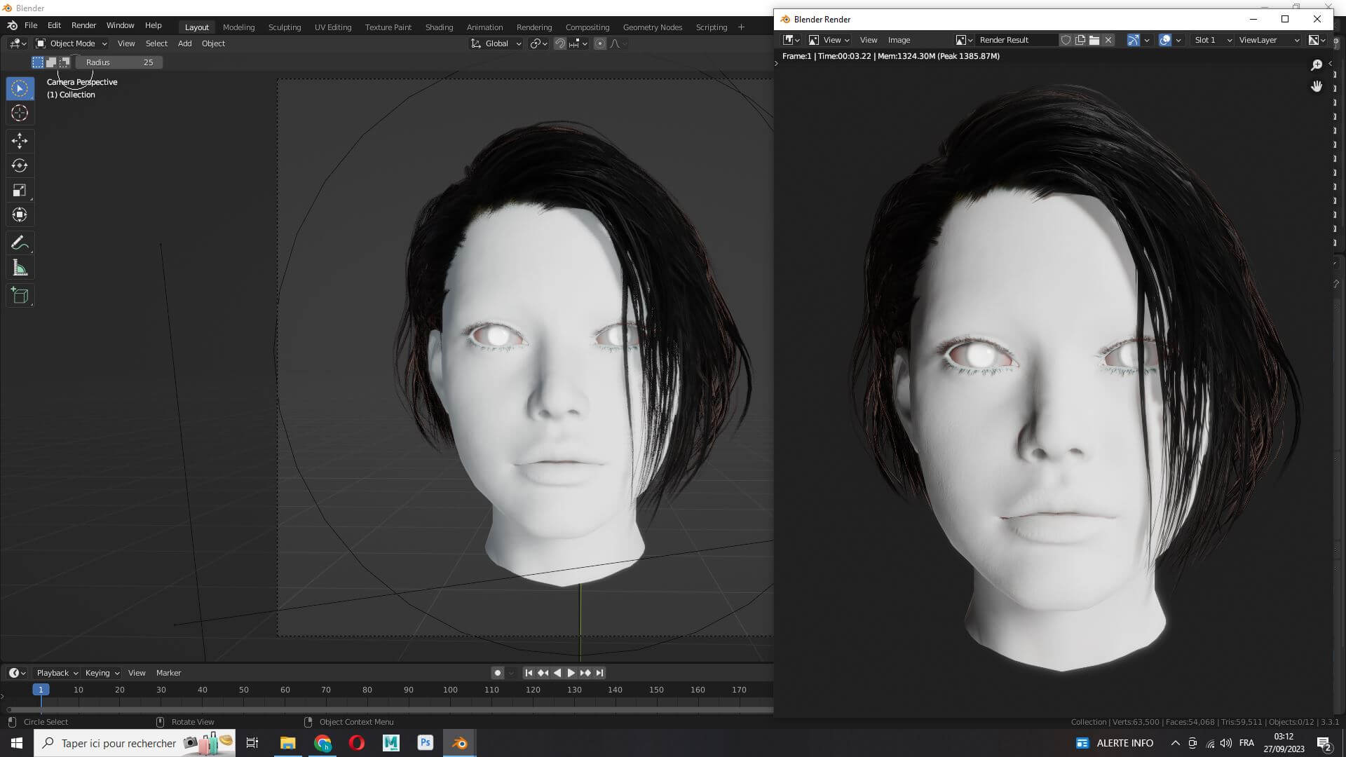 Female Messy Bob Hairstyle - 3D Model by khaloui