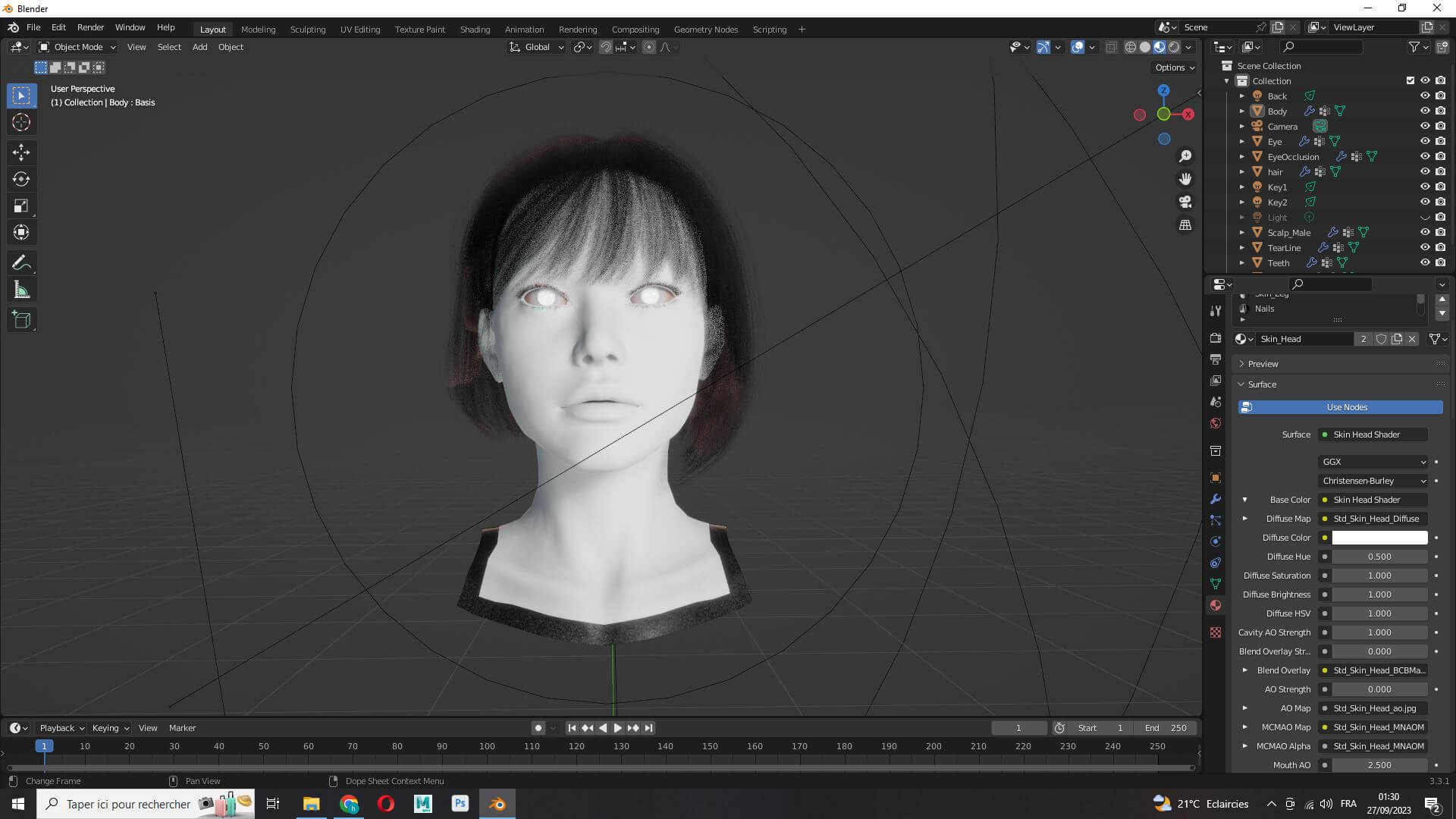 Female Messy Bob Hairstyle - 3D Model by khaloui
