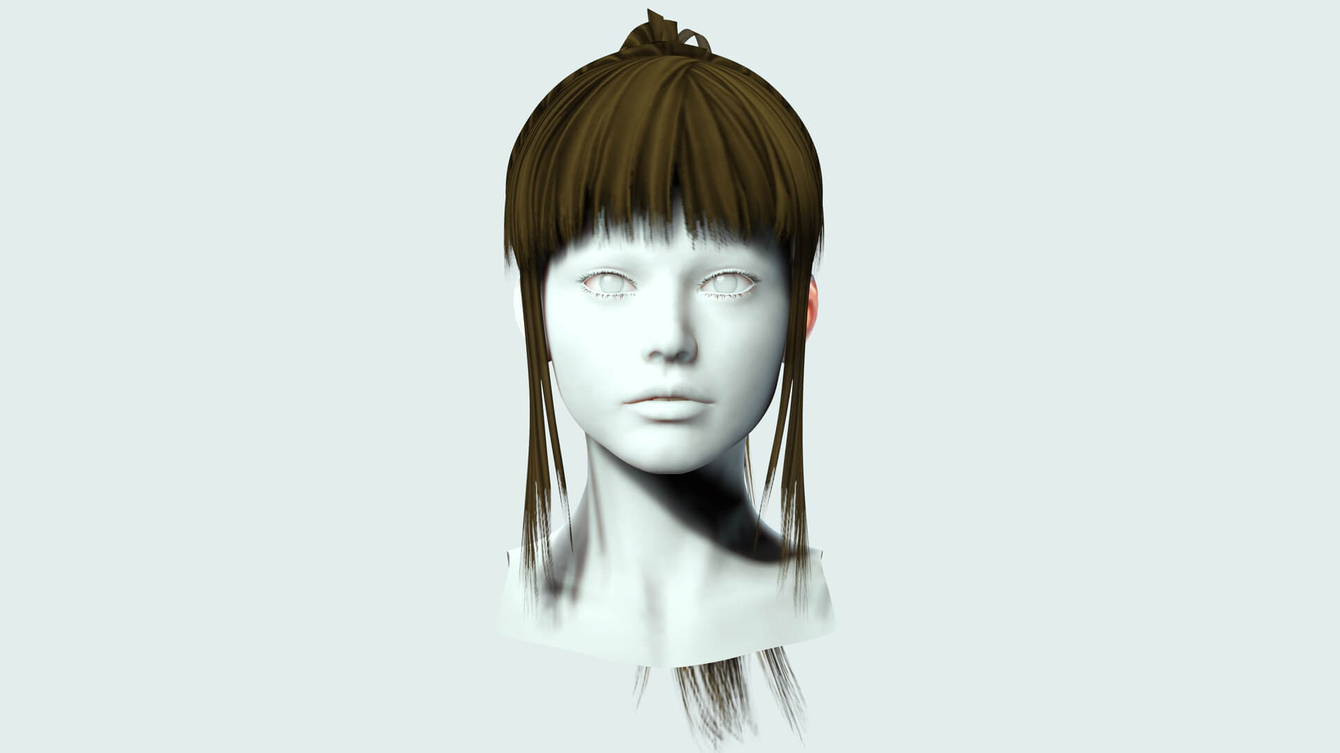 Female Ponytail Hair -Samurai Style 3D Model by khaloui
