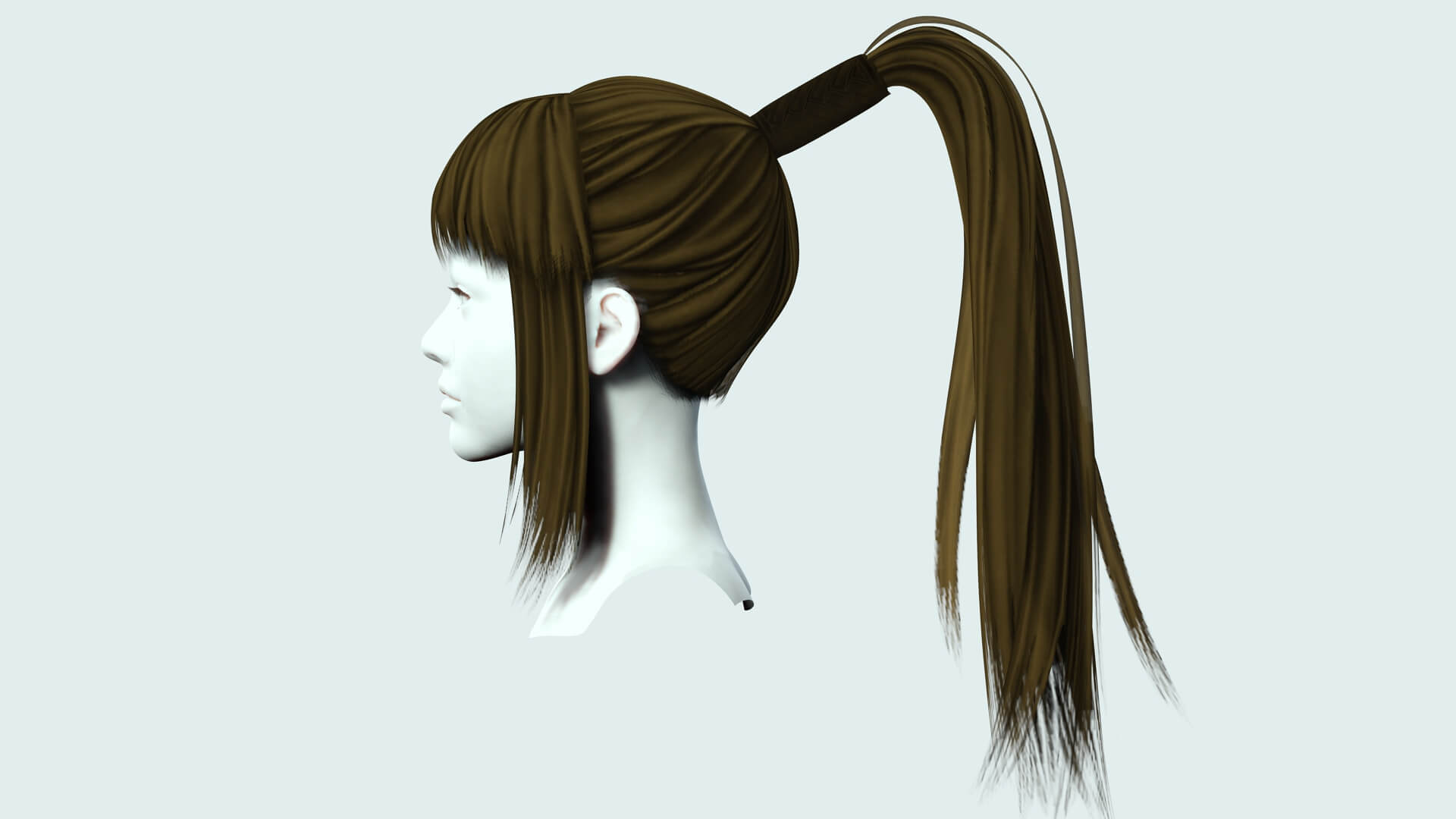 Female Ponytail Hair -Samurai Style 3D Model by khaloui