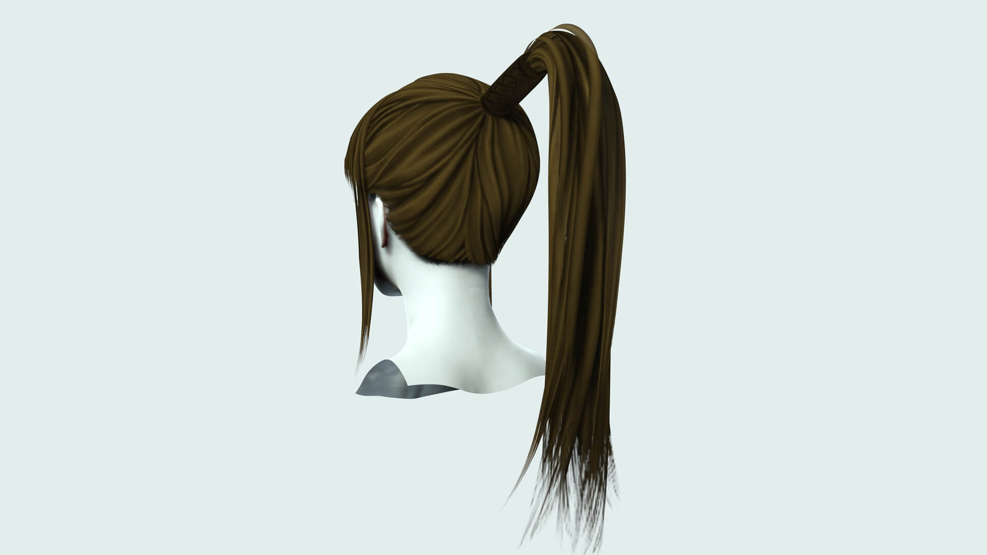 Female Ponytail Hair -Samurai Style 3D Model by khaloui