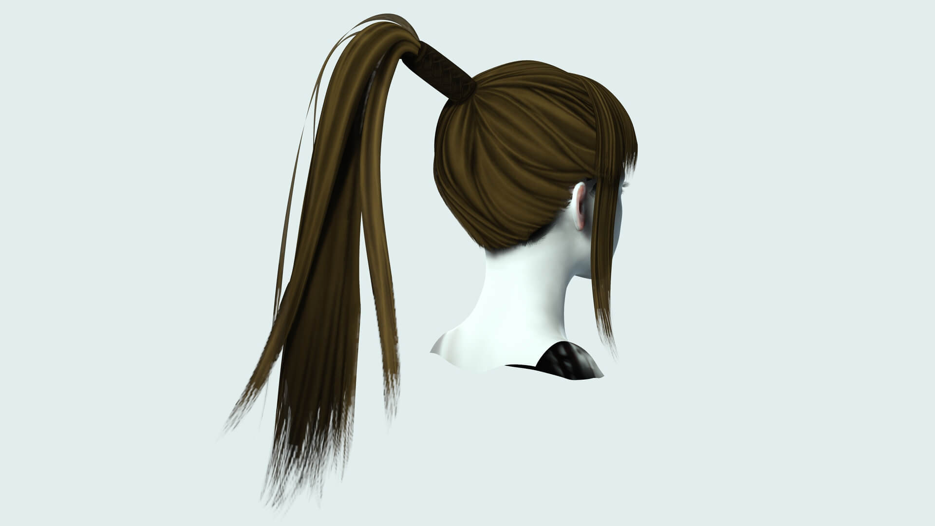 Female Ponytail Hair -Samurai Style 3D Model by khaloui