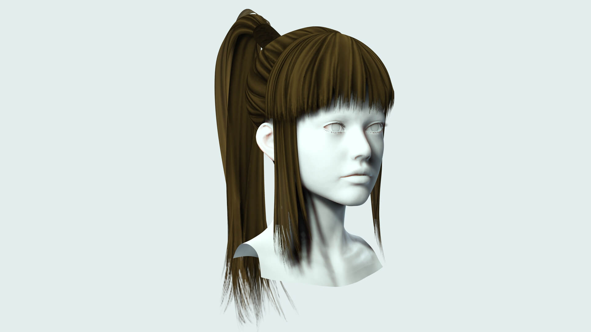 Female Ponytail Hair -Samurai Style 3D Model by khaloui