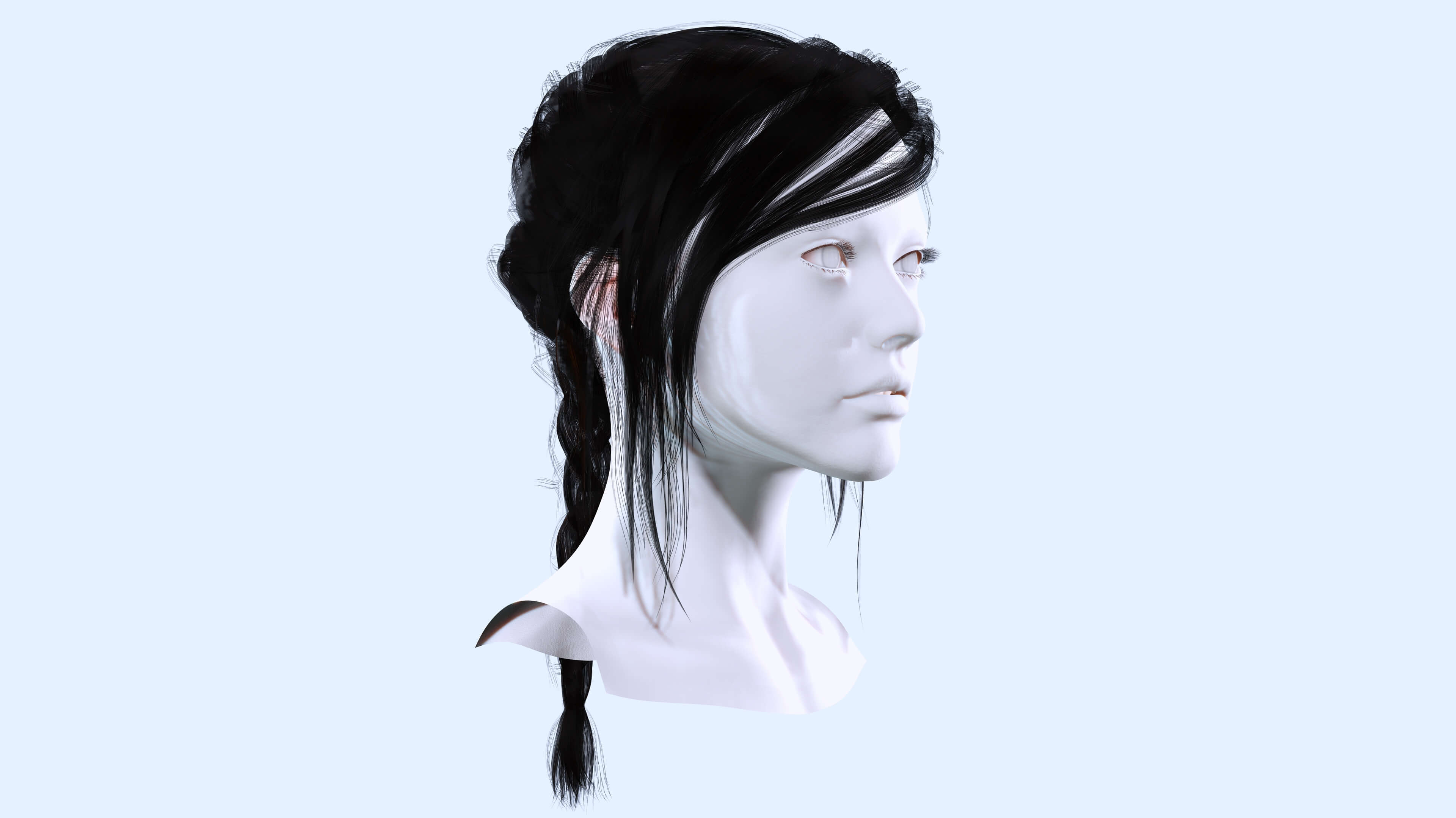 Realistic Hair - French Braid 3D Model by khaloui