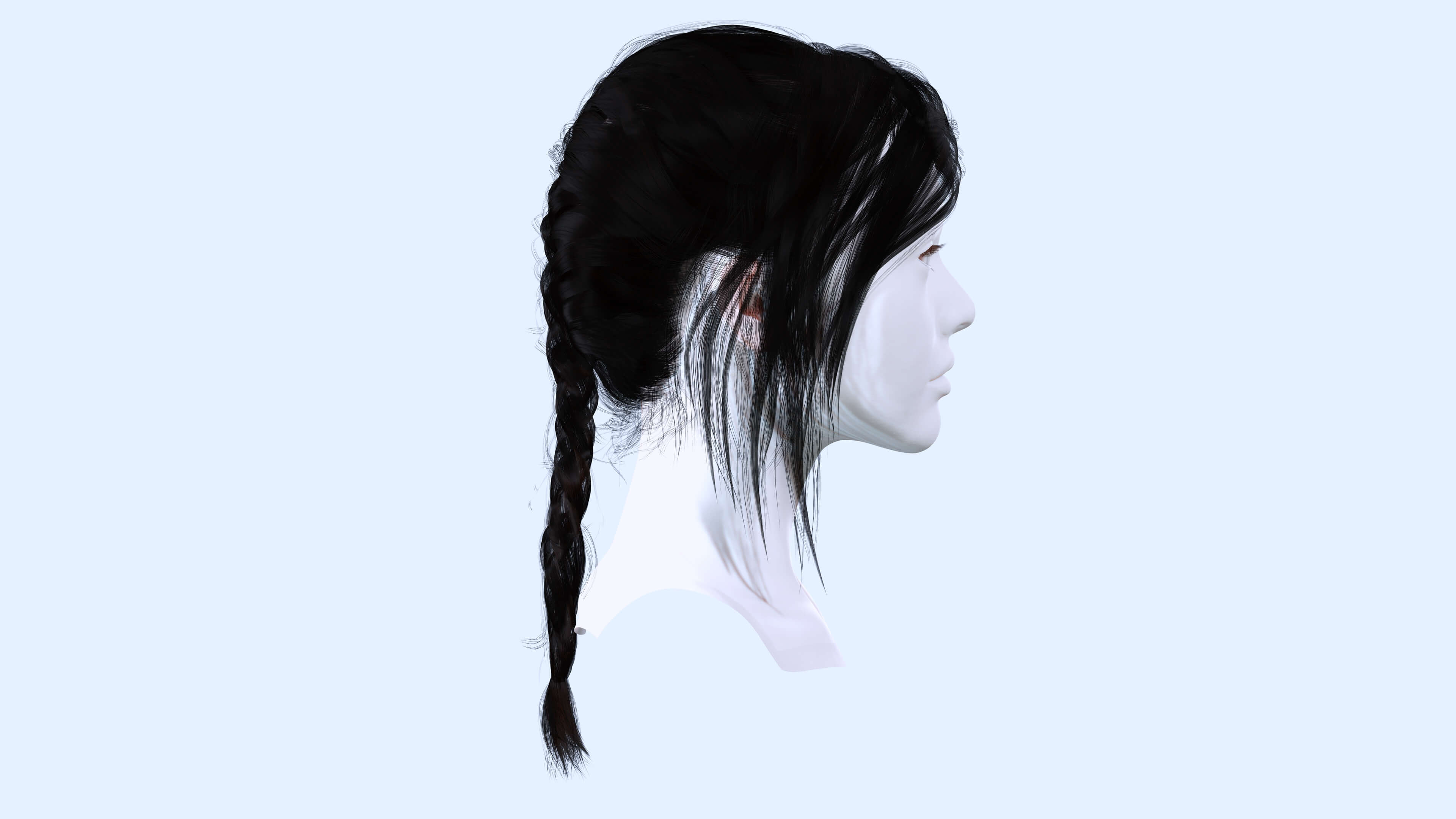 Realistic Hair - French Braid 3D Model by khaloui