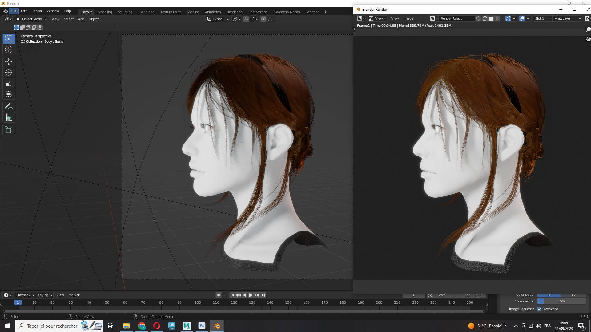 Female Realistic Hair Style - 3D Model by khaloui