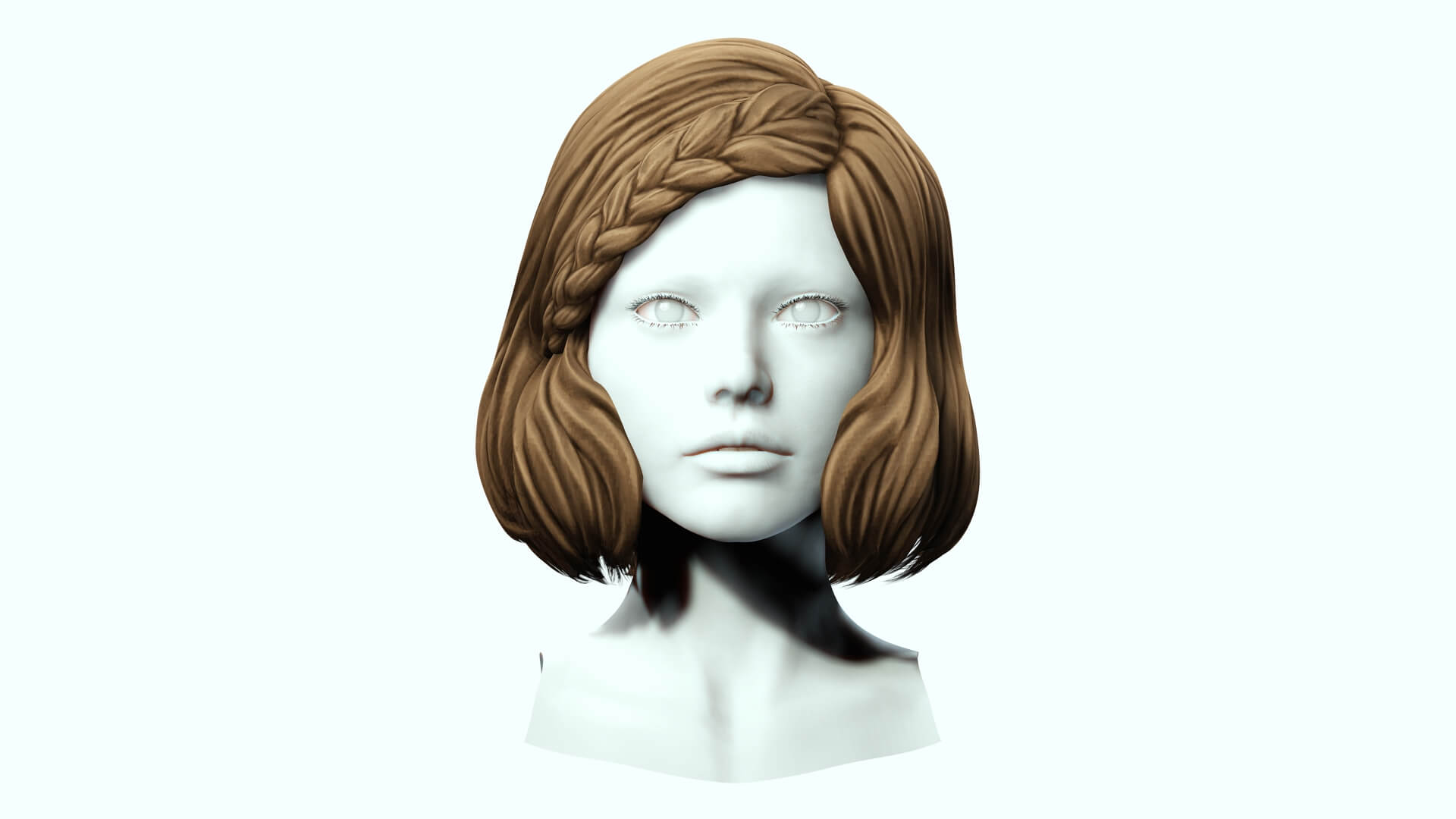 Female Short Hair With Braid - 3D Model by khaloui