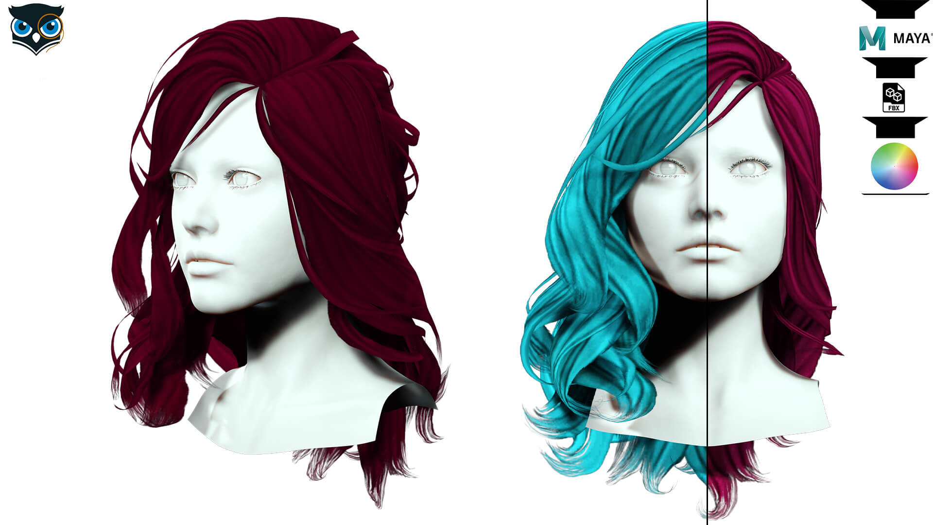 Female Wavy Hair - 3D Model by khaloui