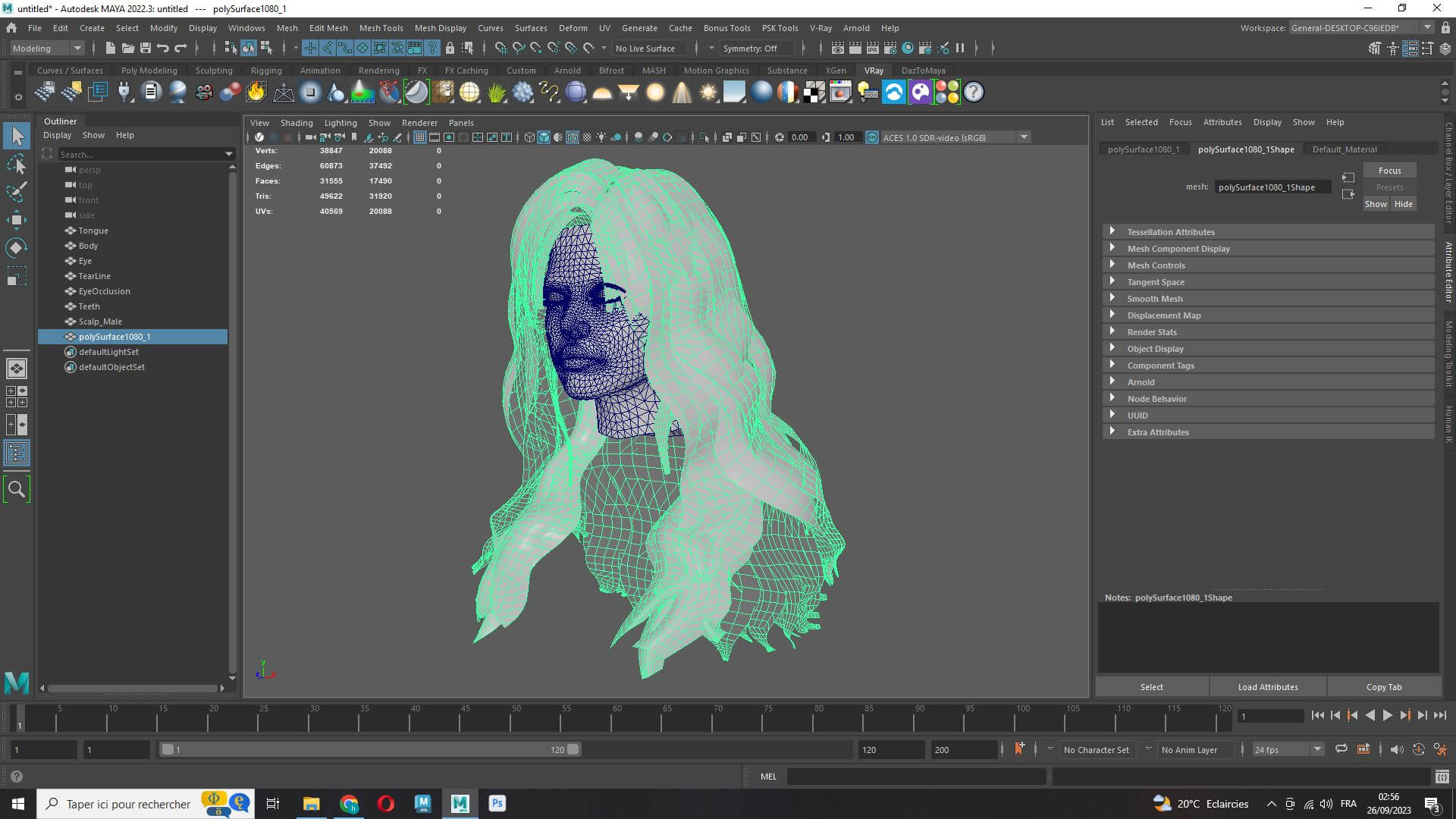 Female Wavy Hair Long - 3D Model by khaloui