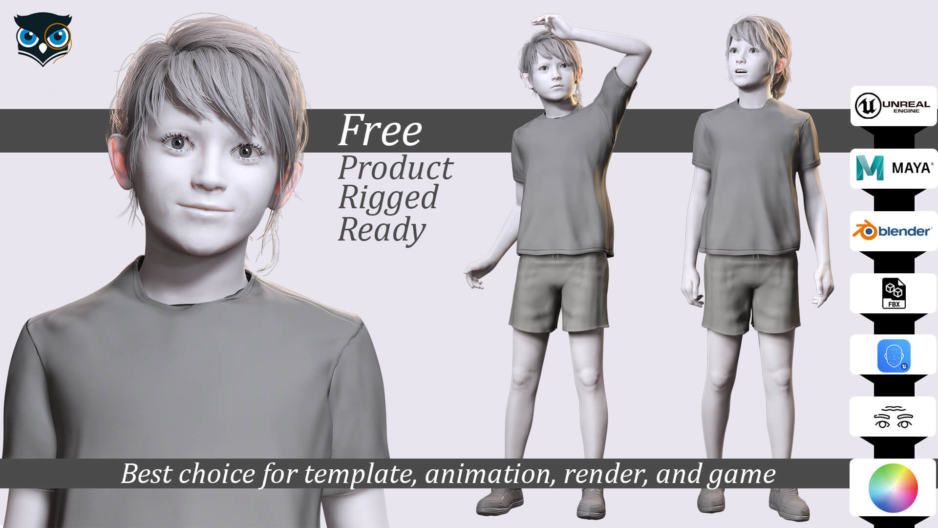 Free Rigged 3D Girl Character Game Animation Ready by khaloui