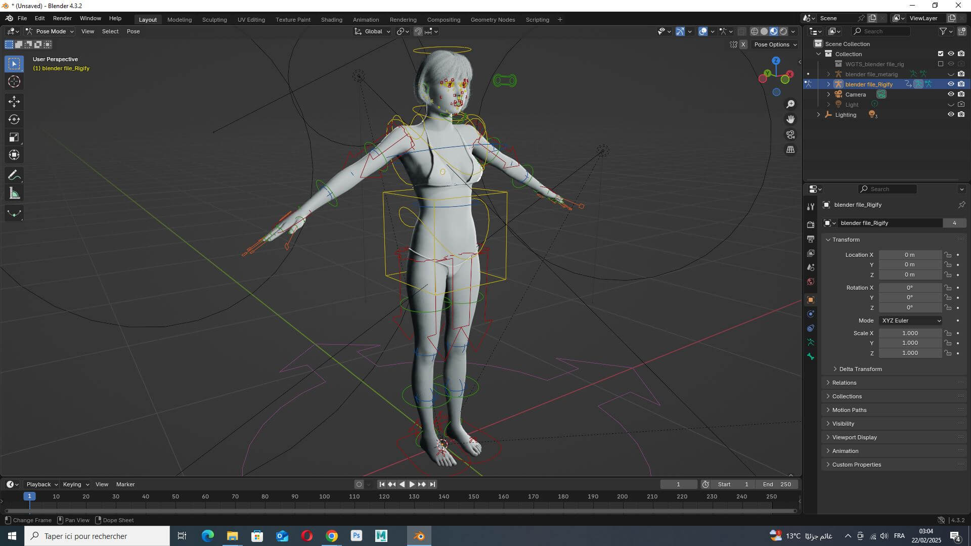 Free Rigged Female 3D Character Game Animation Ready by khaloui