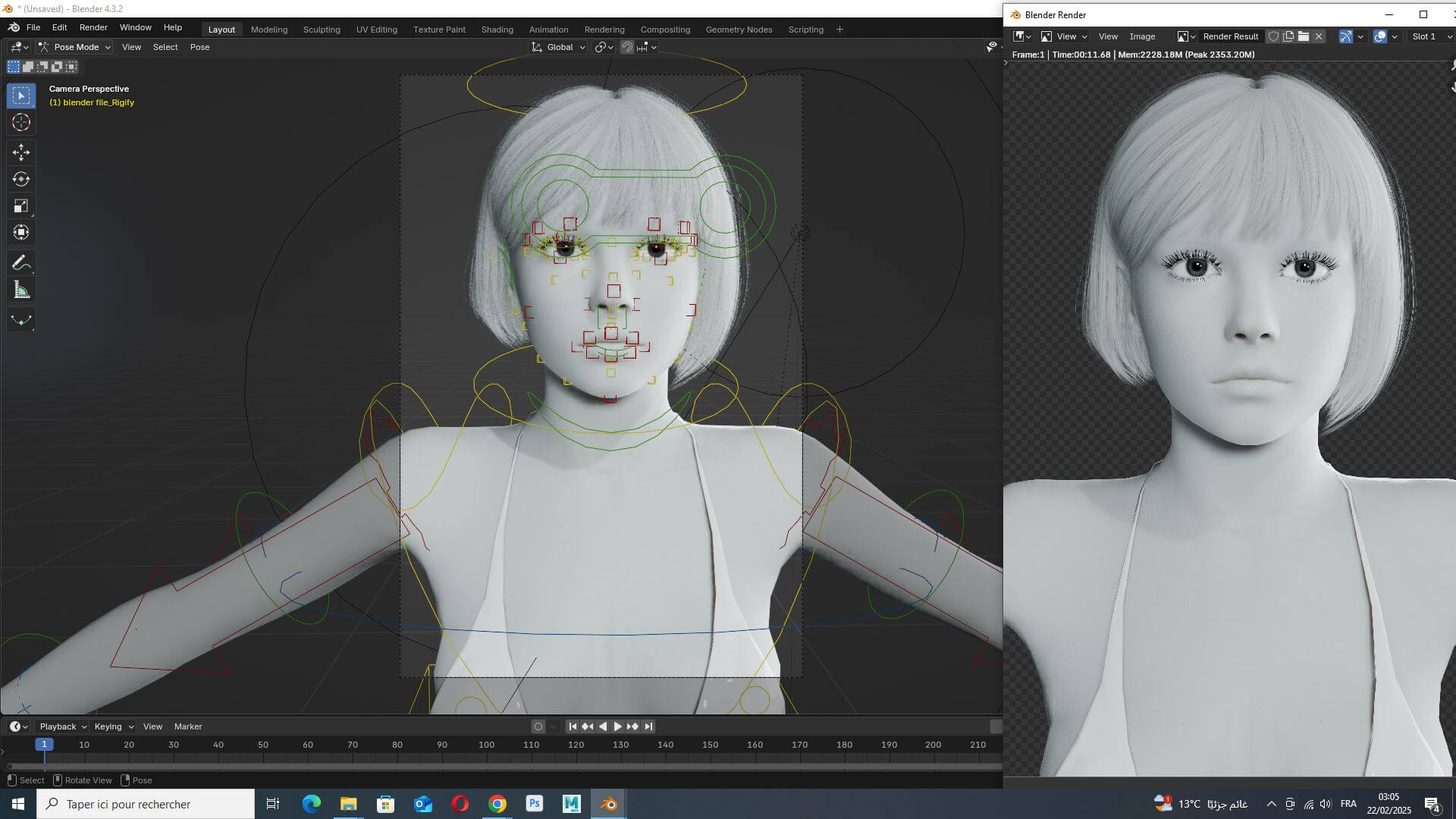 Free Rigged Female 3D Character Game Animation Ready by khaloui